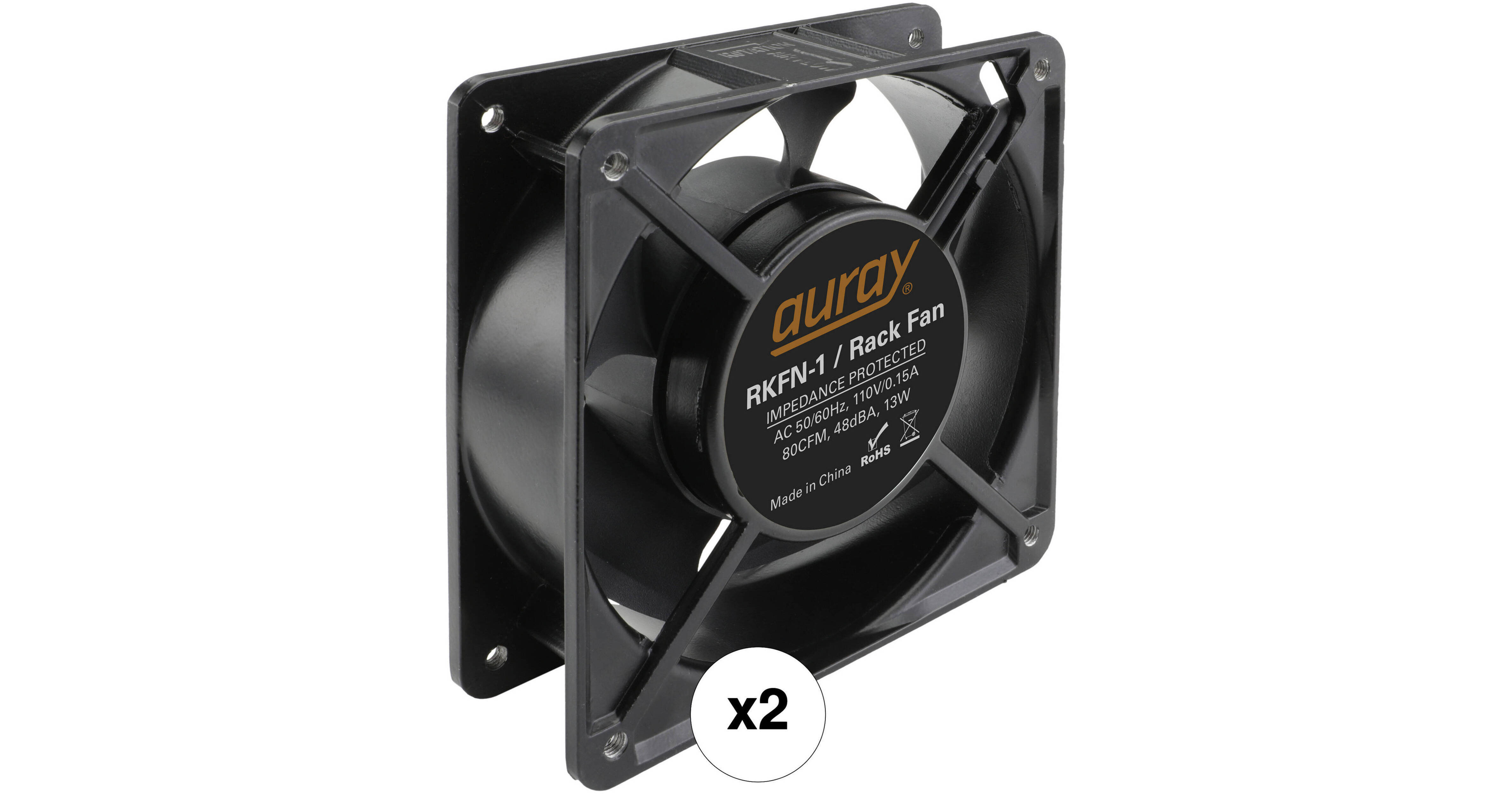 Auray RKFN-1 Rack Fan with Power Cord Kit (2-Pack) B&H Photo