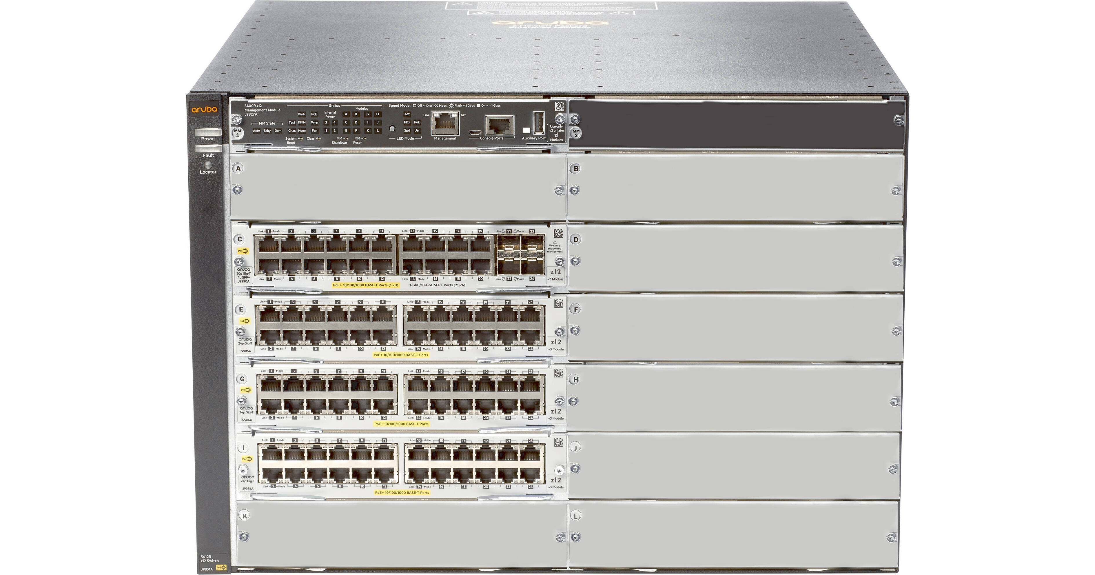 Aruba 5412R 92GT PoE+ and 4-Port SFP+ V3 zl2 Switch JL001A B&H