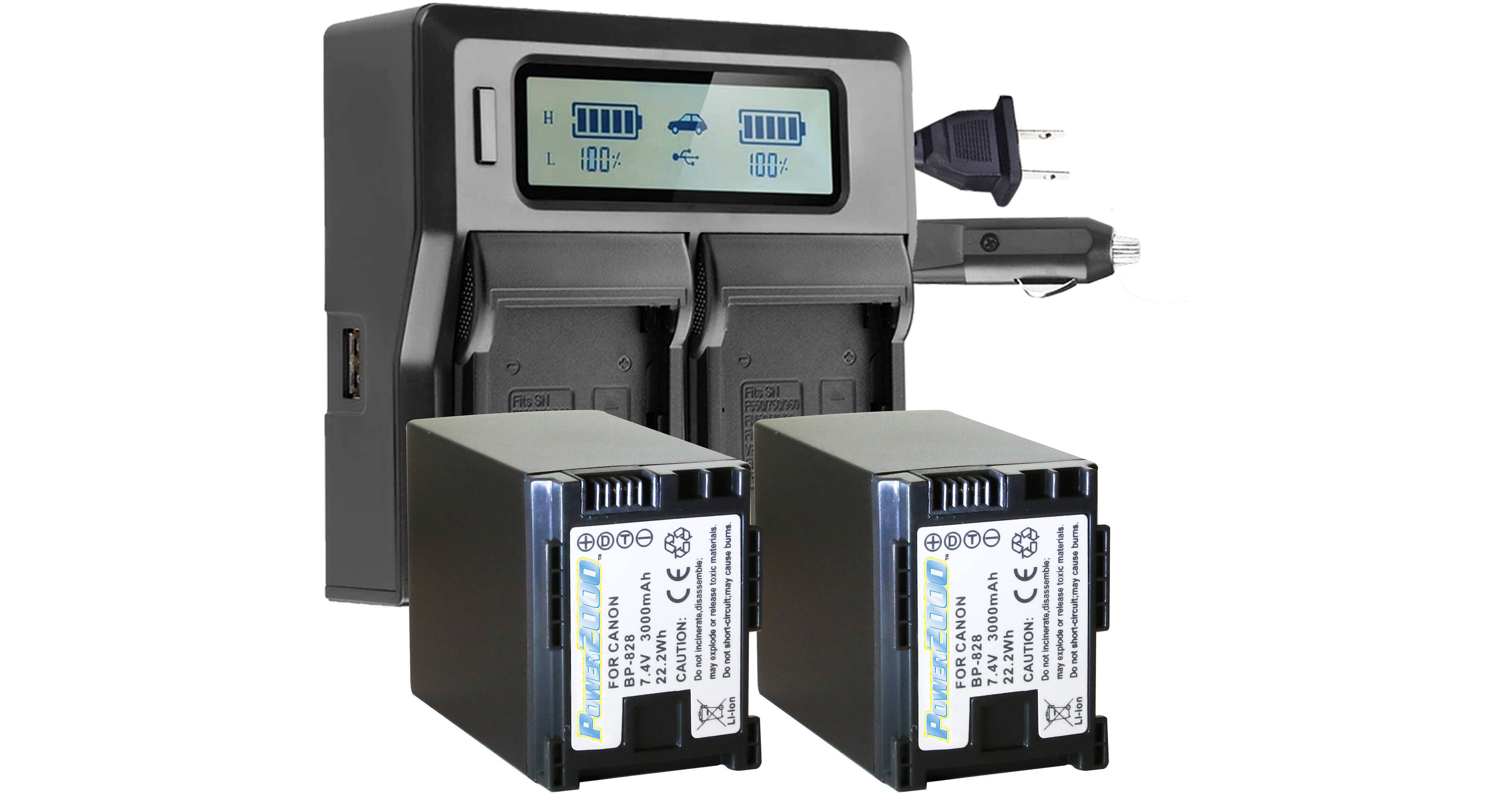 Power2000 2 x 3000mAh Li-Ion Batteries and Dual-Bay LCD