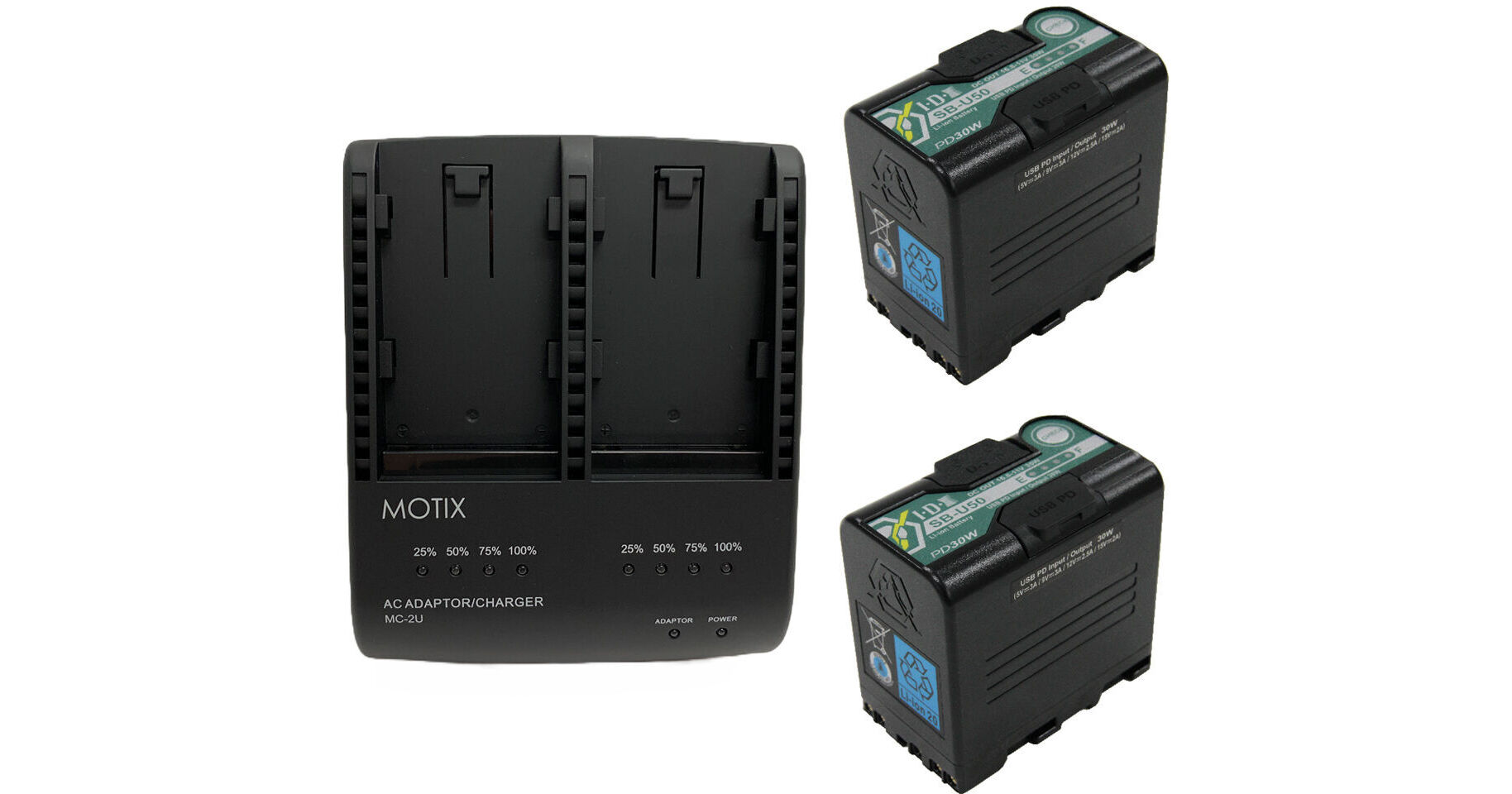 IDX System Technology 2 x SB-U50 PD 48Wh Batteries and MC-2U50