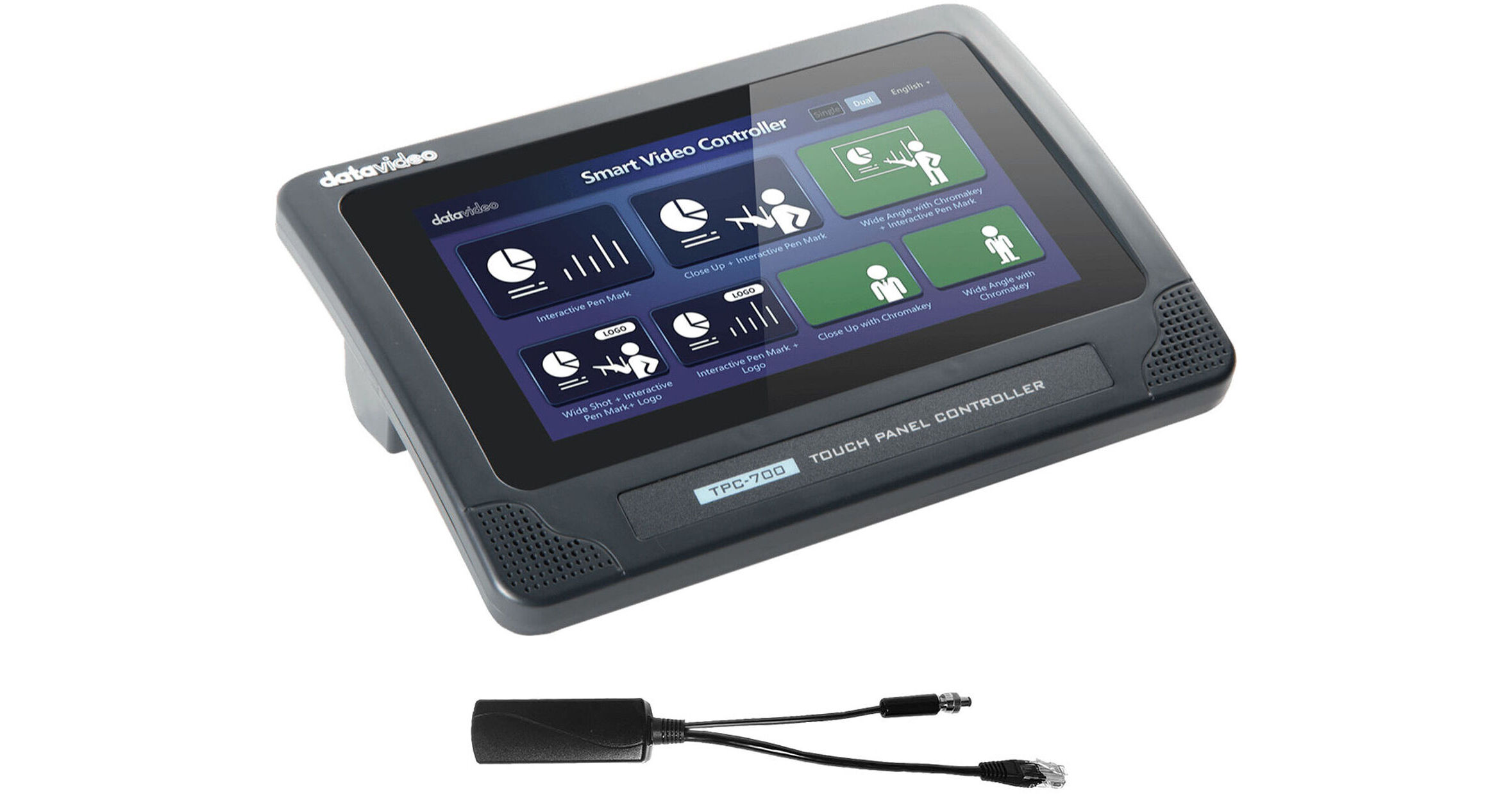 Datavideo 7" Touch Panel Controller and PoE Adapter TPC-700POE