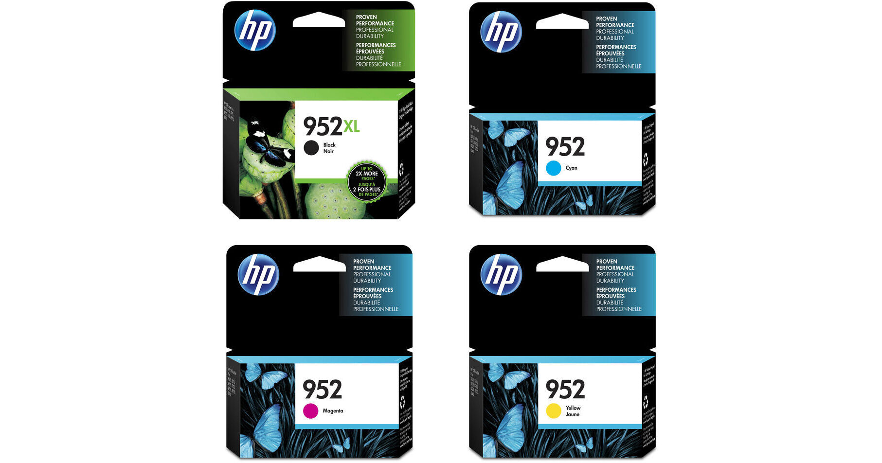 HP 952XL Black & 952 CMY Cartridge Bundle for Select OfficeJet