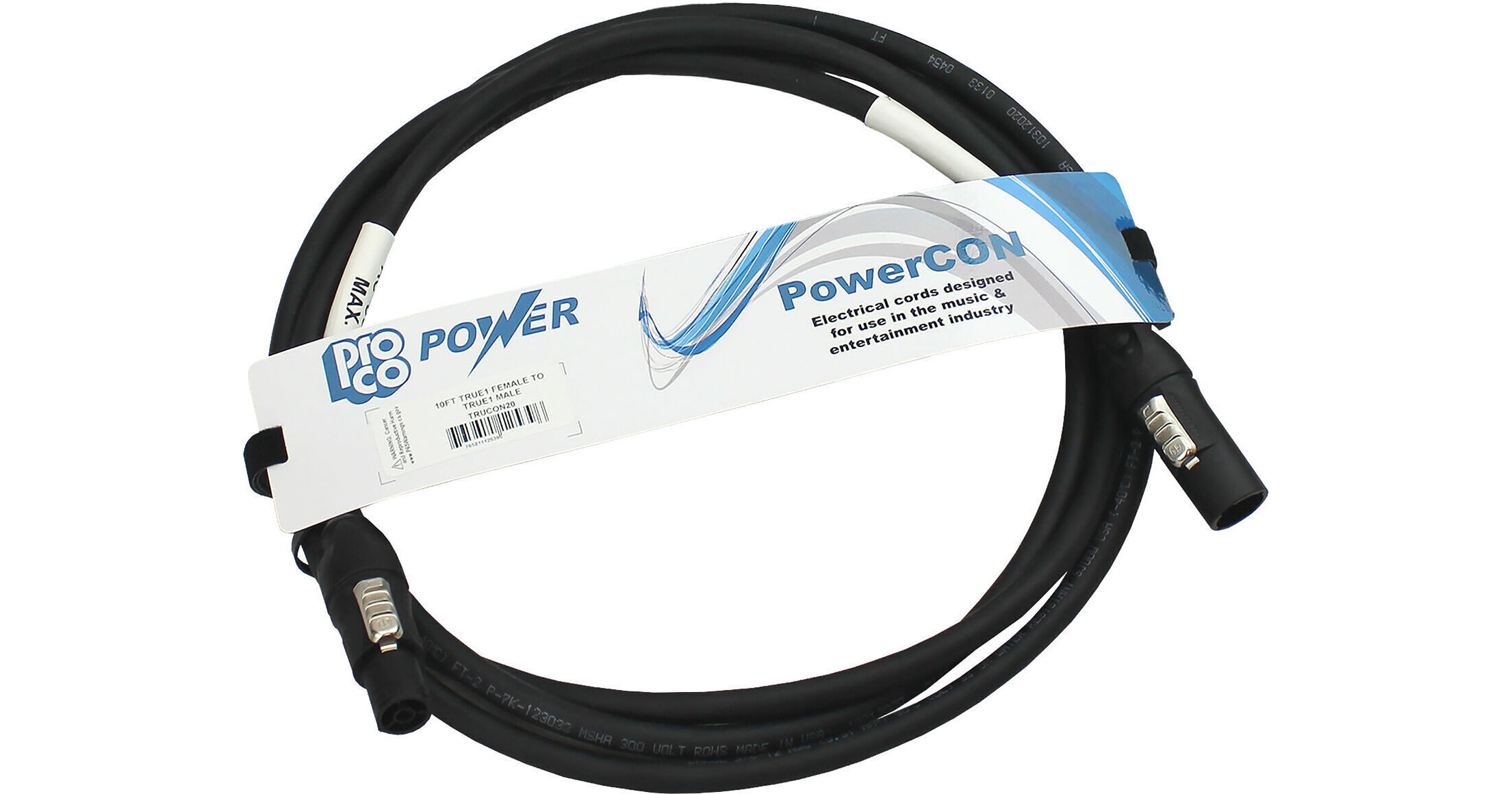 Pro Co Sound TRUE1 Male to Female 20A Cable (20') TRUCON20-20