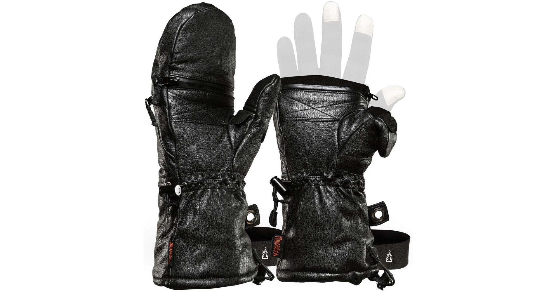 The Heat Company Shell Full-Leather Mittens (Size 6-7) 33191A