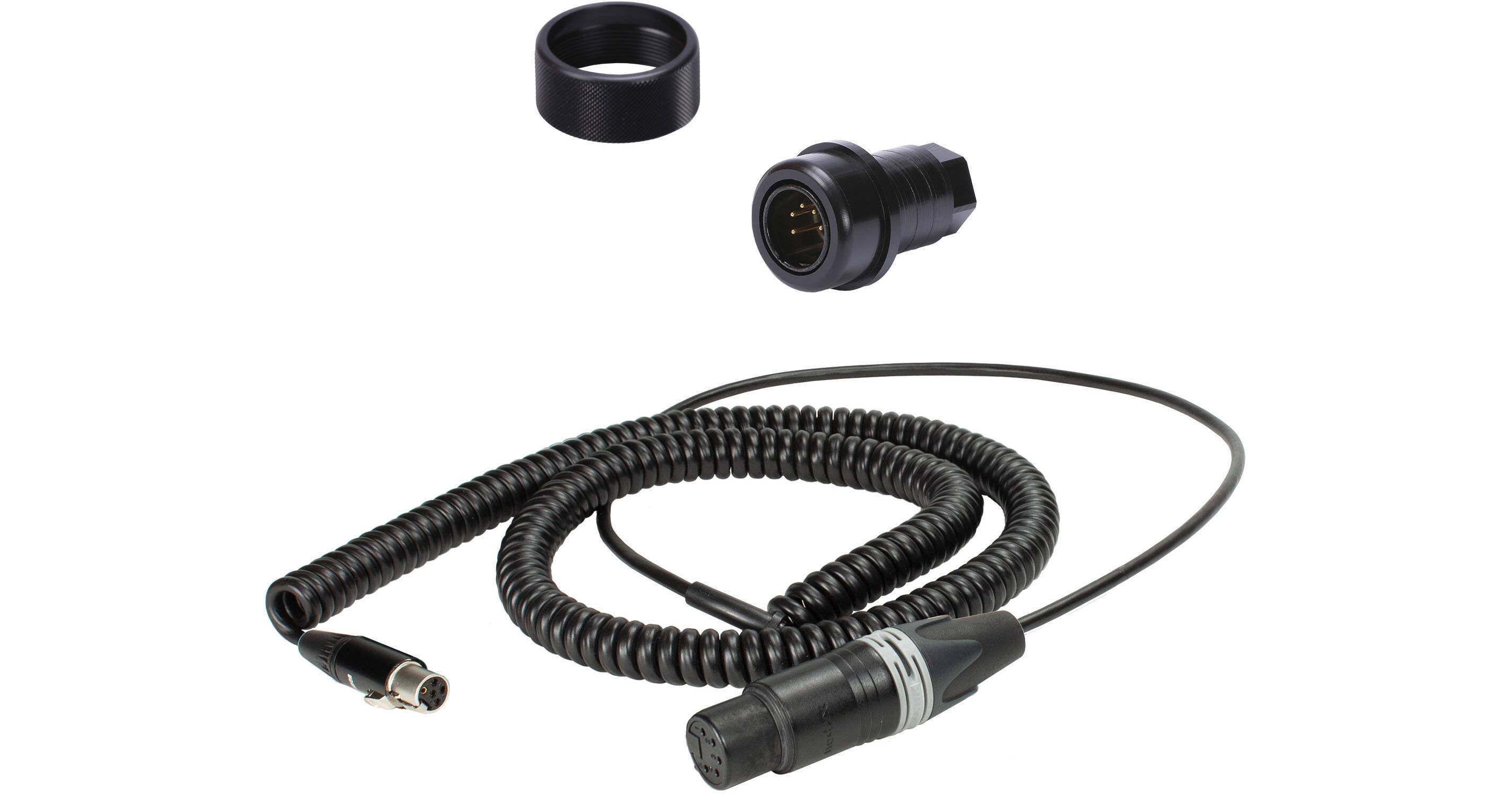 Ambient Recording Coiled Stereo Mini XLR to 5-Pin QP5-CCSB-100