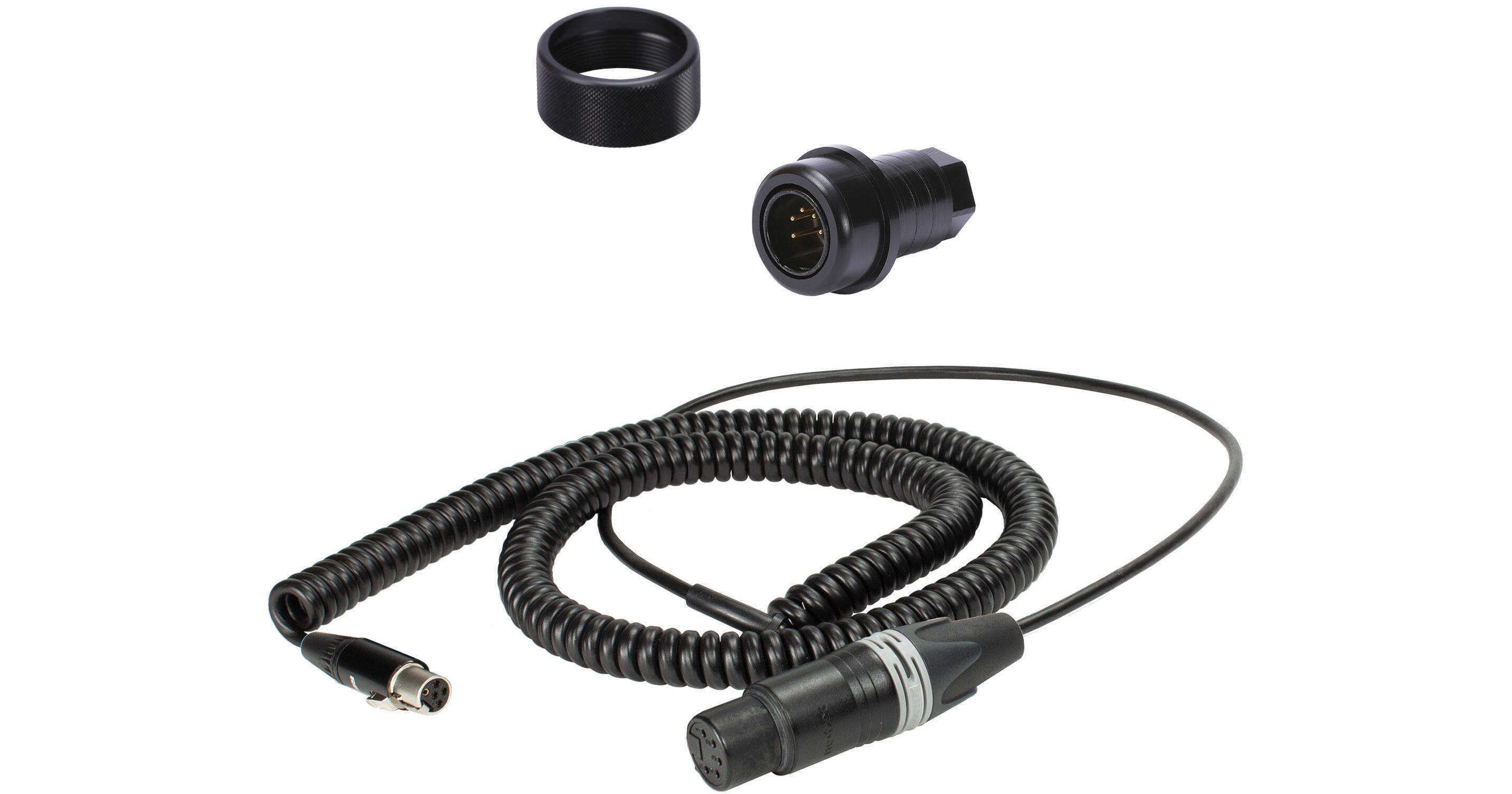 Ambient Recording Coiled Stereo Mini XLR to 5-Pin QP5-CCSB-130