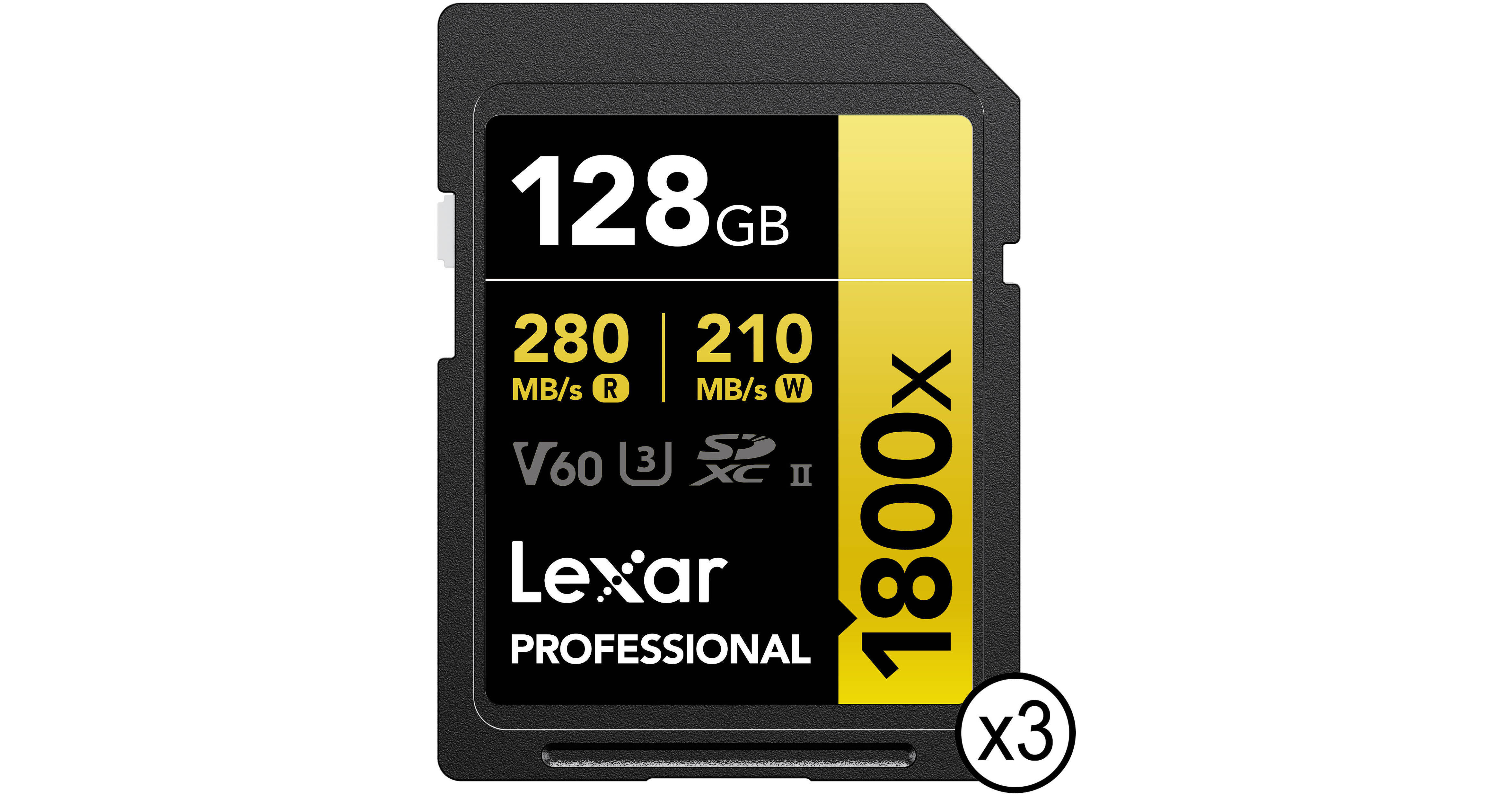 Lexar 128GB Professional 1800x UHS-II SDXC Memory Card (GOLD
