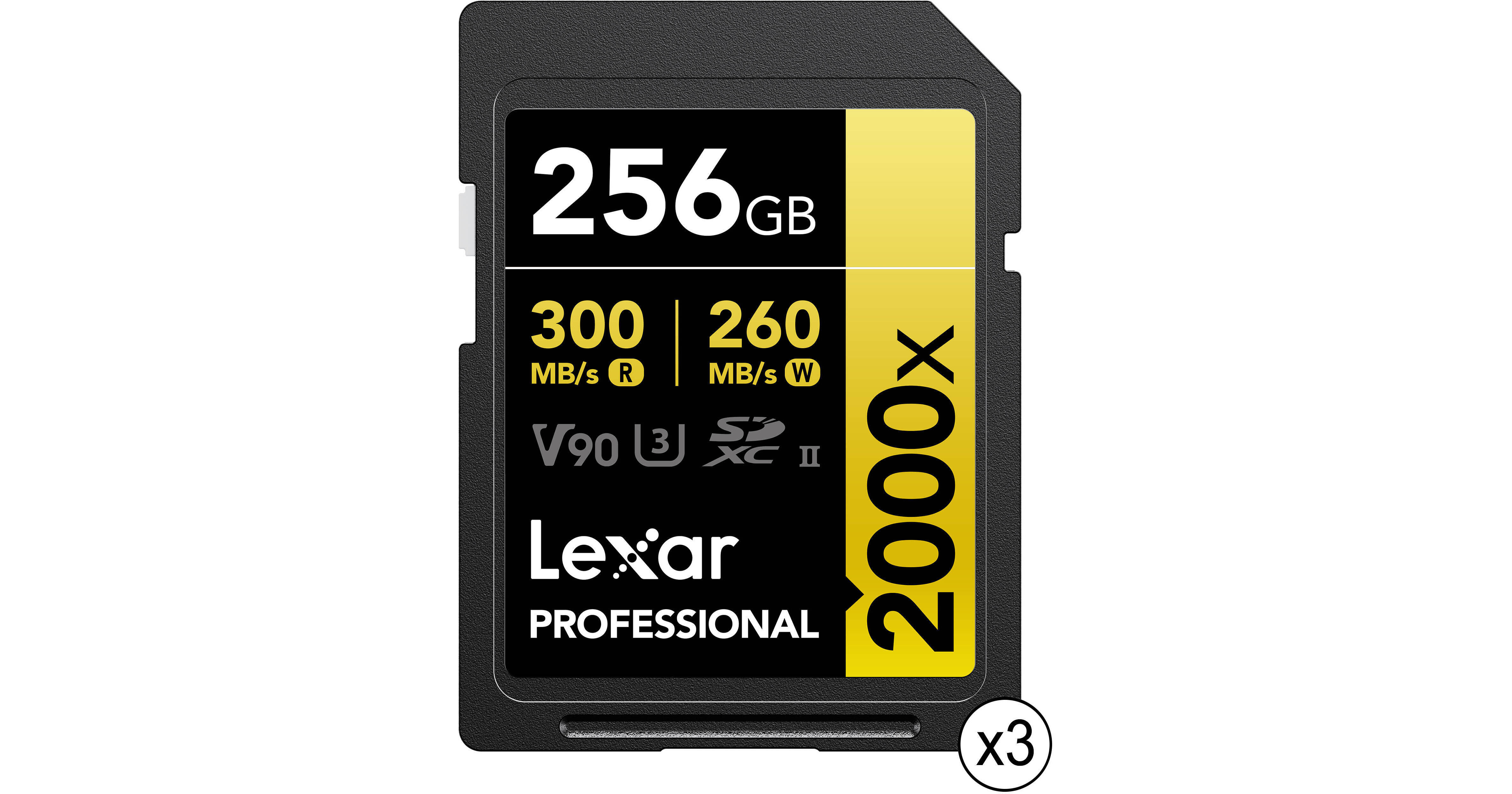 Lexar 256GB Professional 2000x UHS-II SDXC Memory Card (3-Pack)