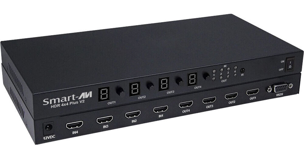 Smart-AVI 4K HDMI 4x4 Matrix Switch HDR-4X4-PLUS-V2-S B&H Photo