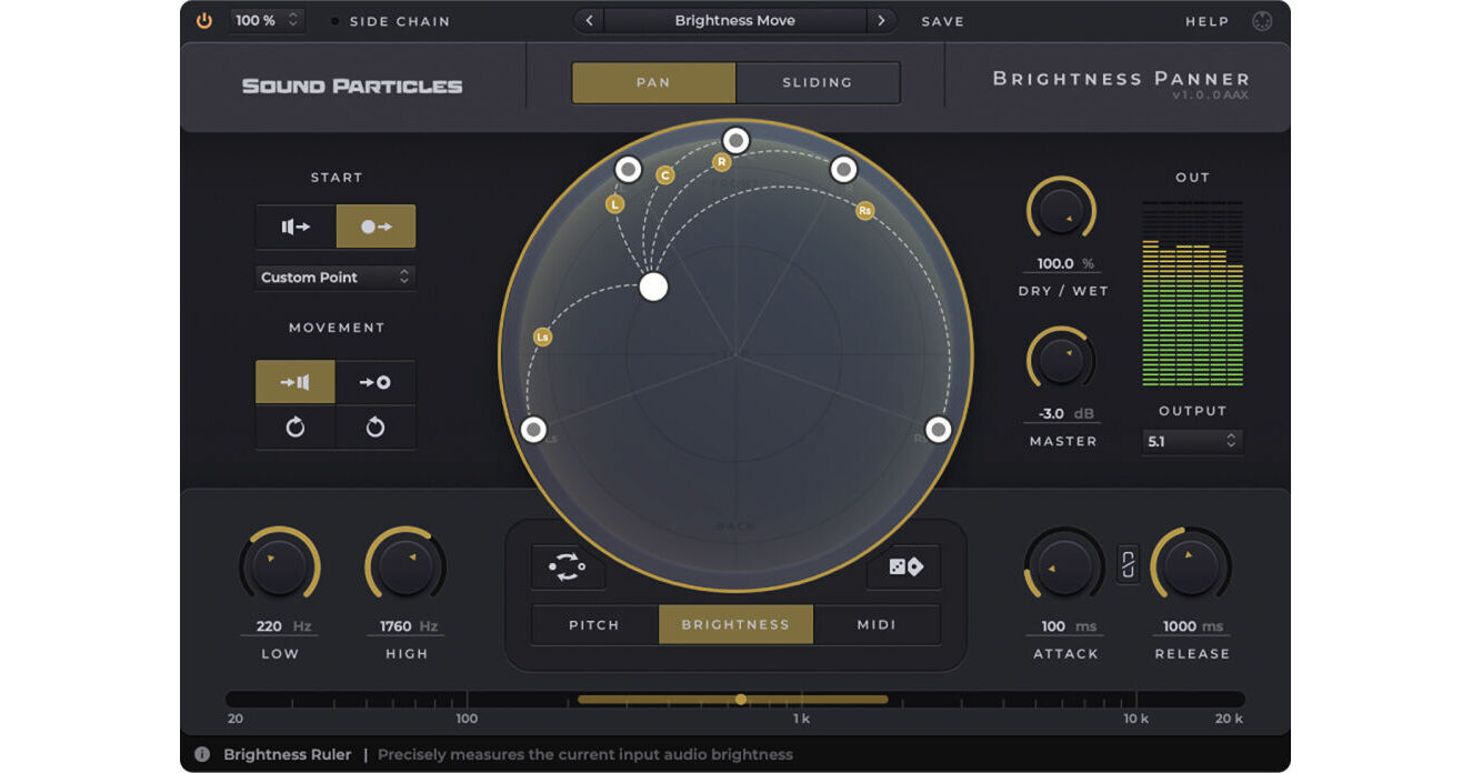 Sound Particles Brightness Panner Stereo and BRIGHTNESS PANNER