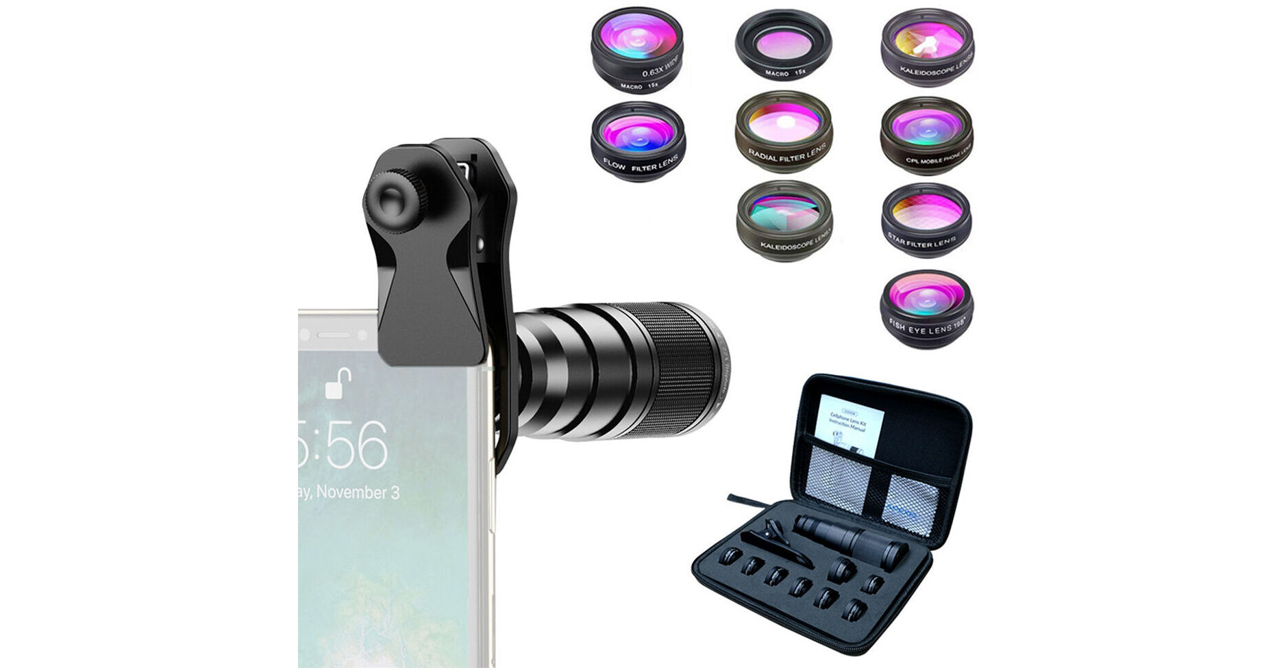 Apexel Multi-Functional 10-in-1 Lens Kit APL-22XDG9 B&H Photo