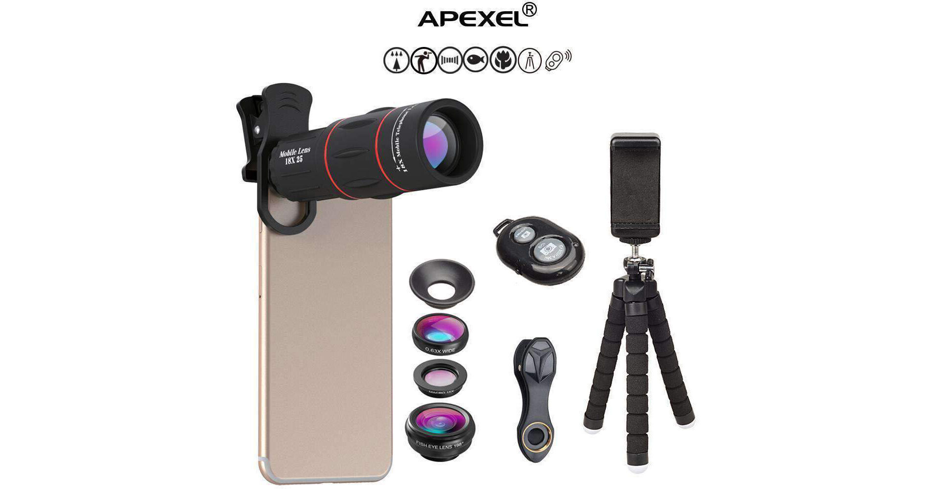 Apexel Premium 18x Telephoto 5-in-1 Lens Kit APL-T18XBZJ5 B&H