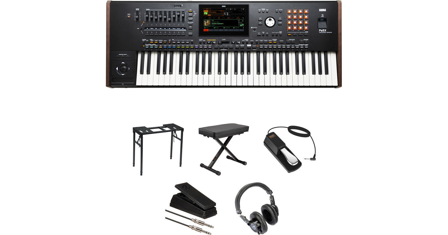 Korg Pa5X 61-Key Pro Arranger Keyboard Kit with Stand, X-Bench,