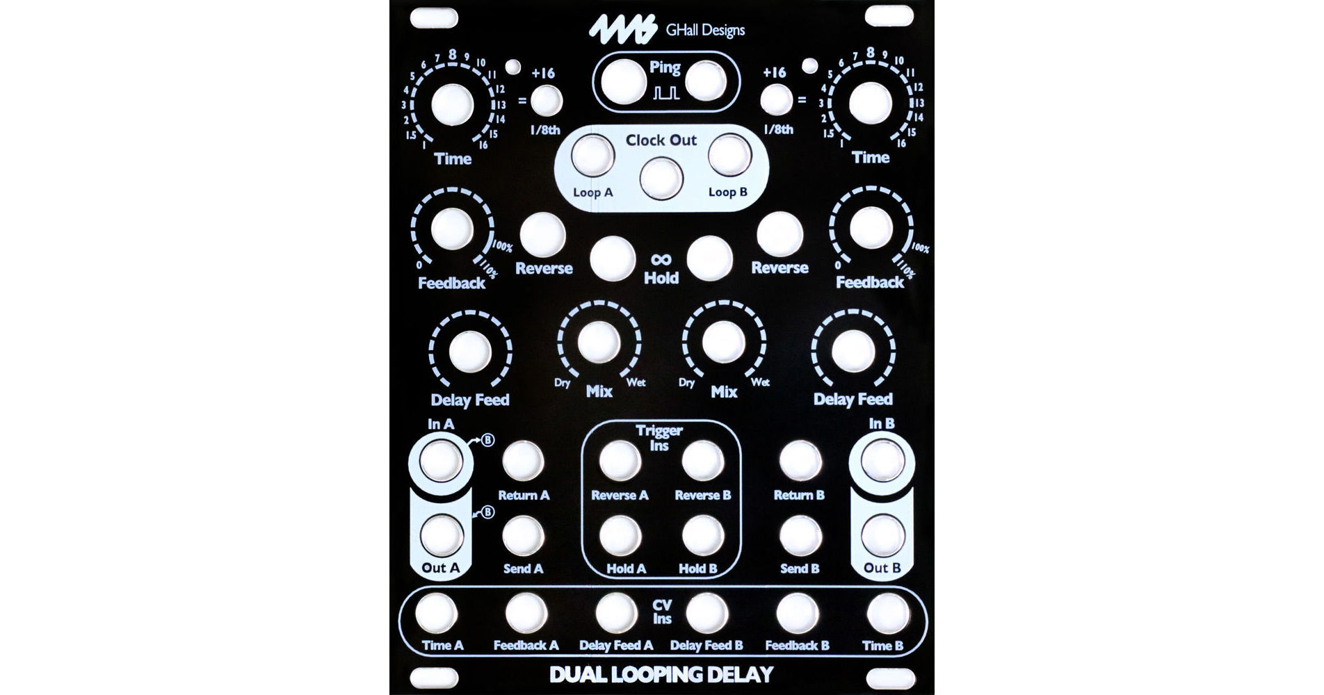 4ms Dual Looping Delay Eurorack Module Faceplate