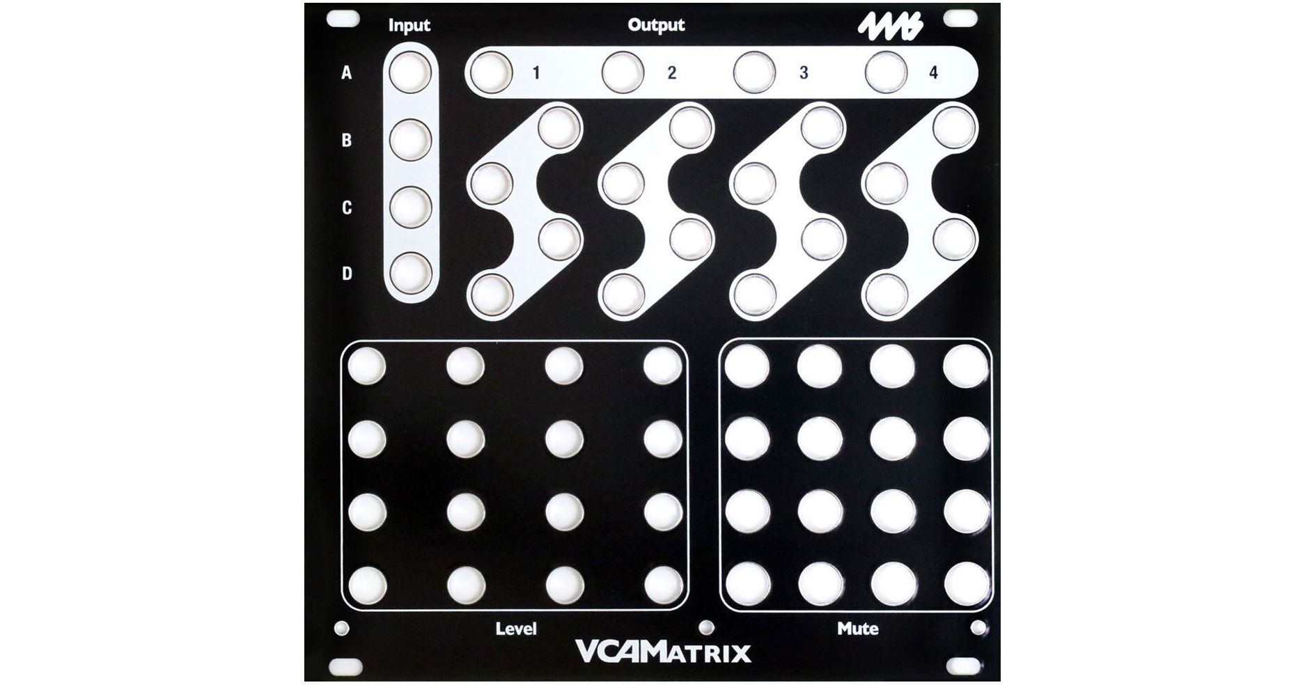 4ms VCA Matrix Eurorack Module DIY Faceplate (Black) VCAMATRIX