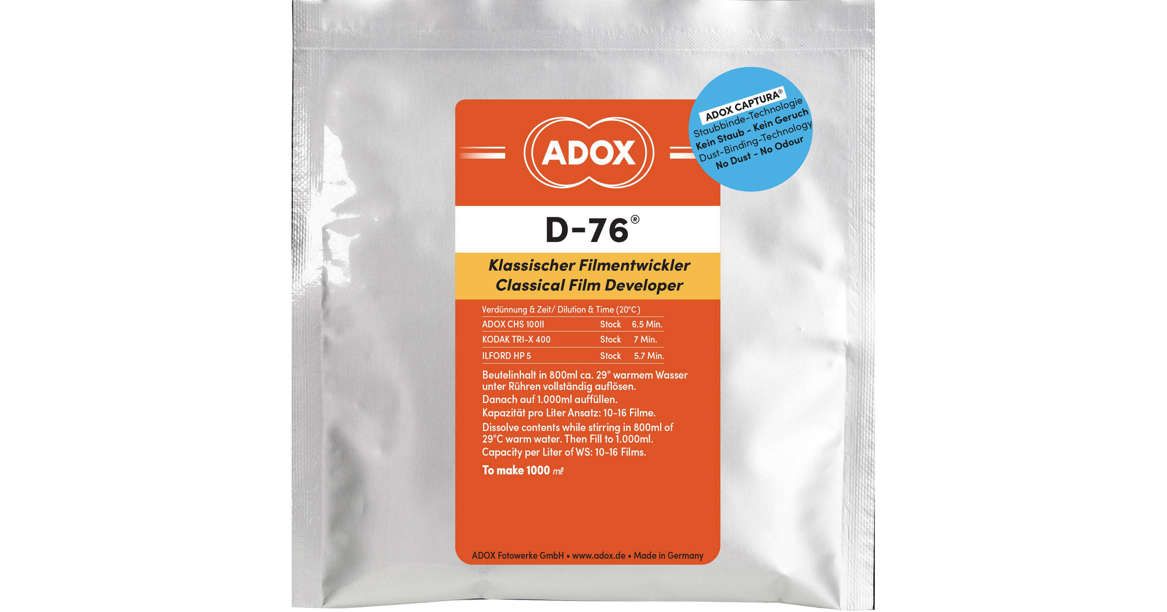 Adox D-76 Film Developer (Powder, Makes 1L) 66971 B&H Photo Video