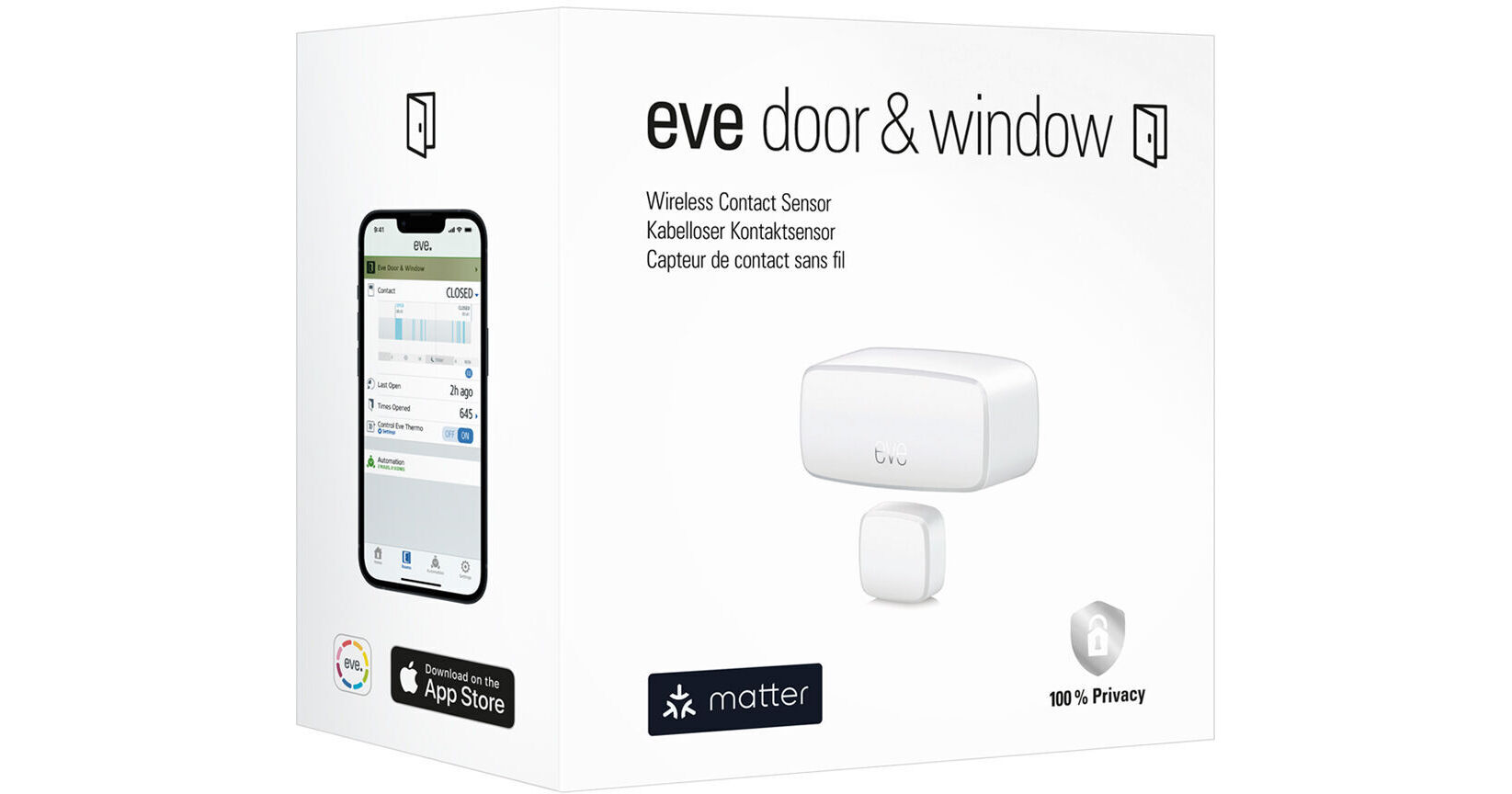 Eve Door & Window Wireless Contact Sensor (Matter) 10038002 B&H