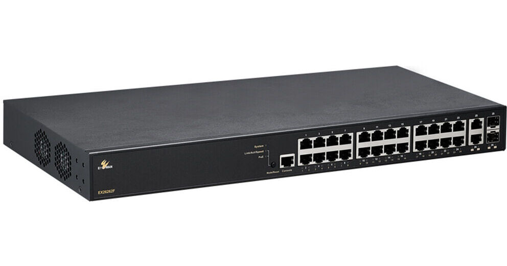 EtherWAN EX26262F Managed 24-Port Gigabit PoE and 2-Port