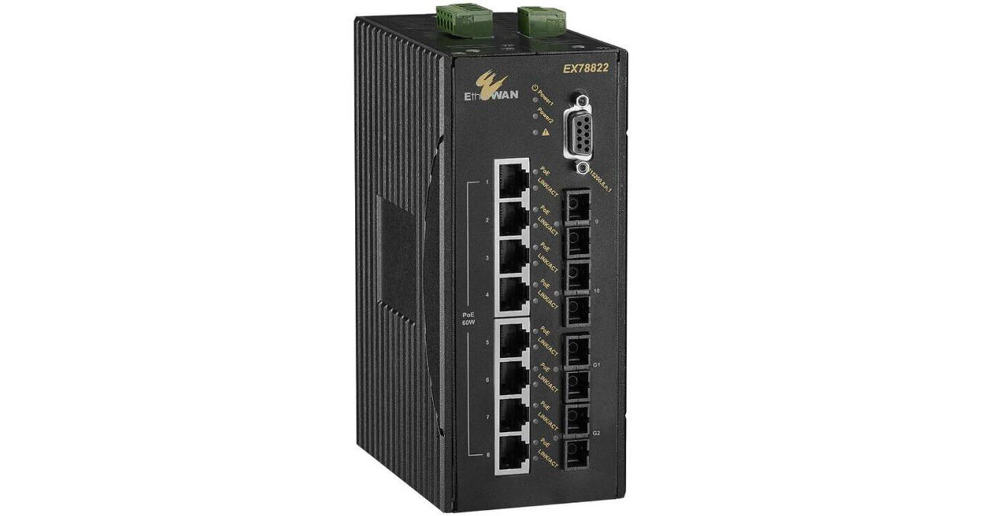 EtherWAN Hardened Managed 8-Port 10/100BASE-TX PoE