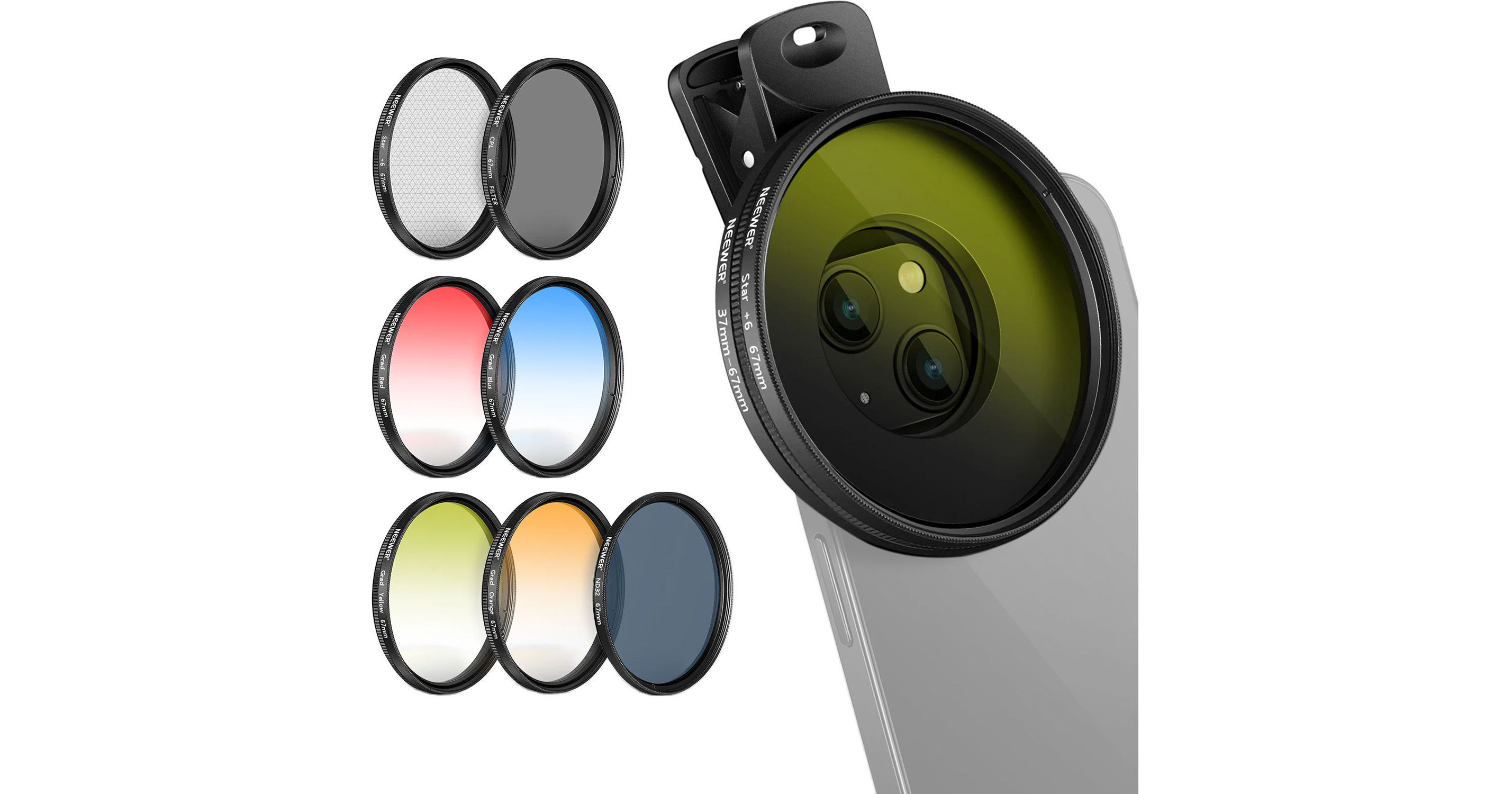 Neewer Clip-On Filter Kit for Phone & Camera (67mm) 66602534 B&H