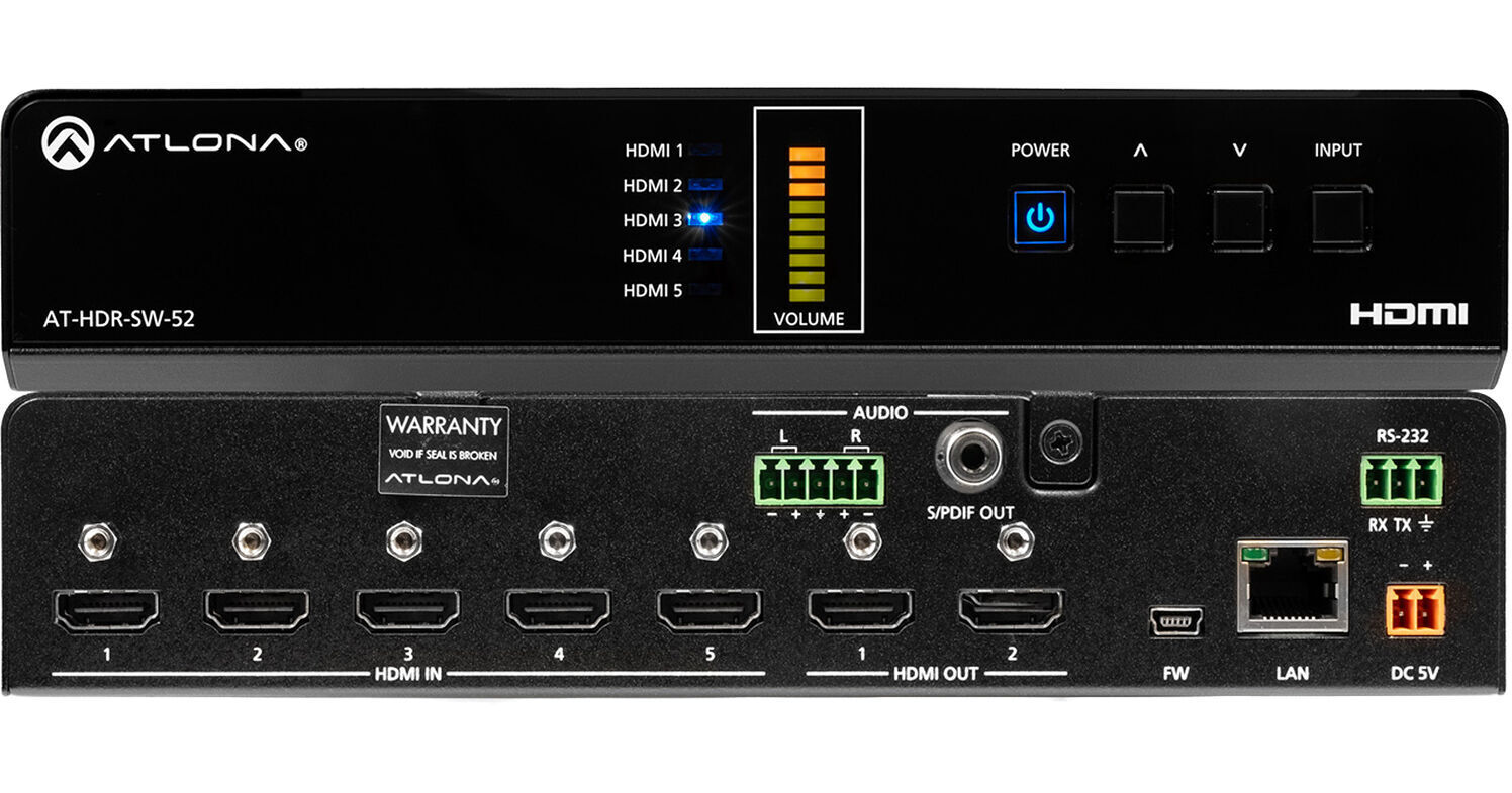 Atlona 5x2 4K HDR HDMI Matrix Switcher AT-HDR-SW-52 B&H Photo