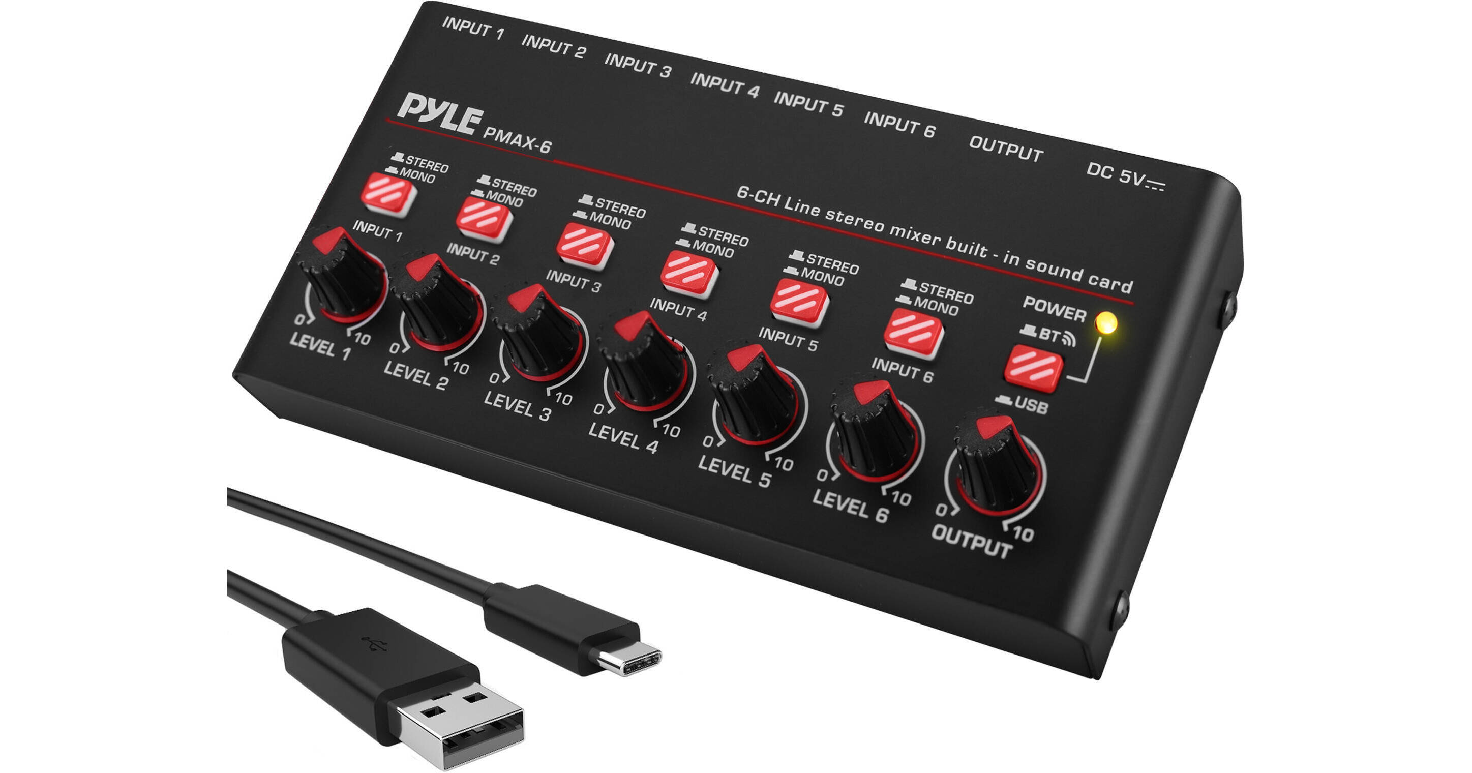 Pyle Pro PMAX6 6-Channel Compact Streaming Line Mixer PMAX6 B&H