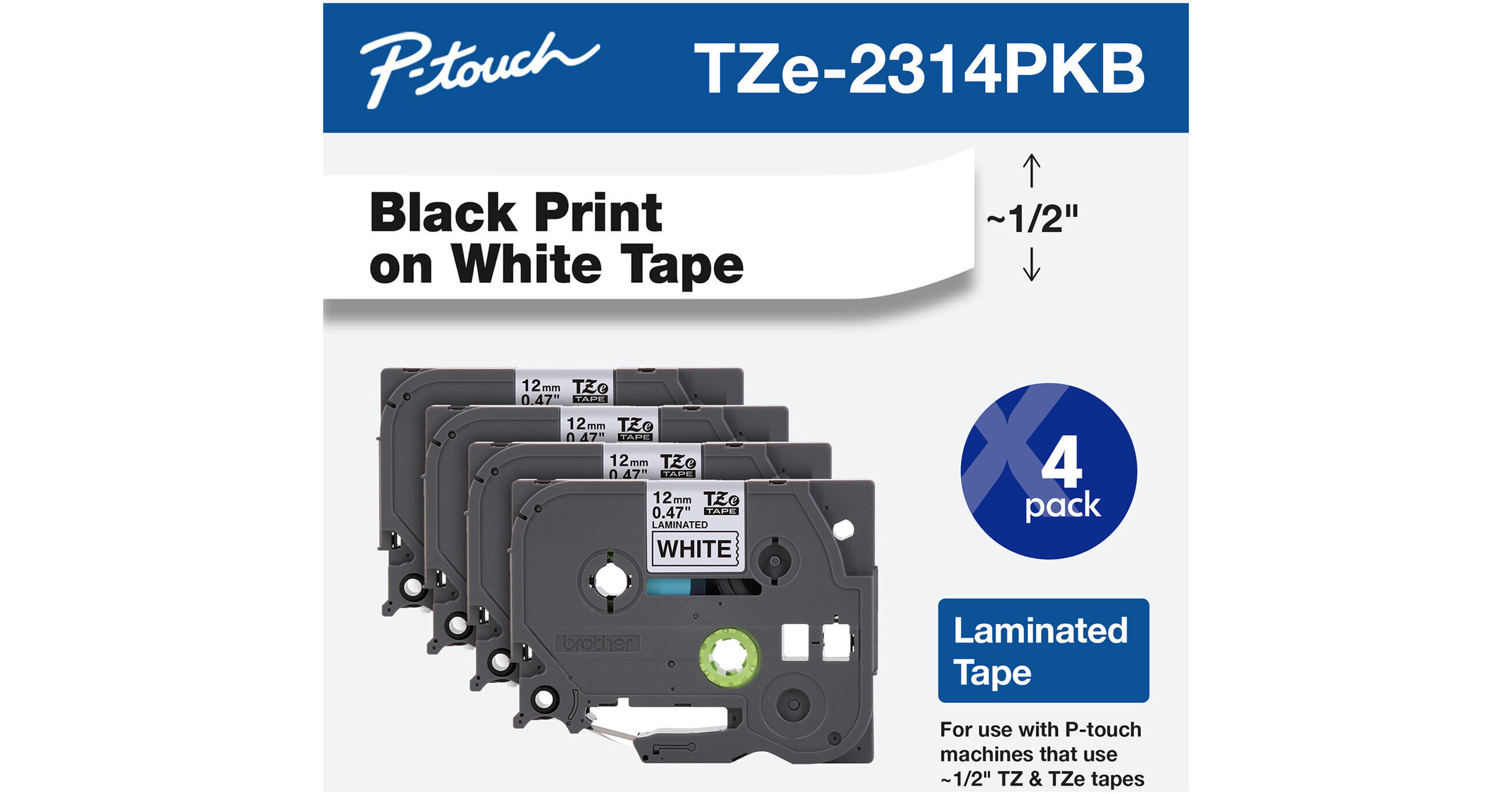 Brother TZe231 Laminated Tape for P-Touch Labelers TZE2314PKB