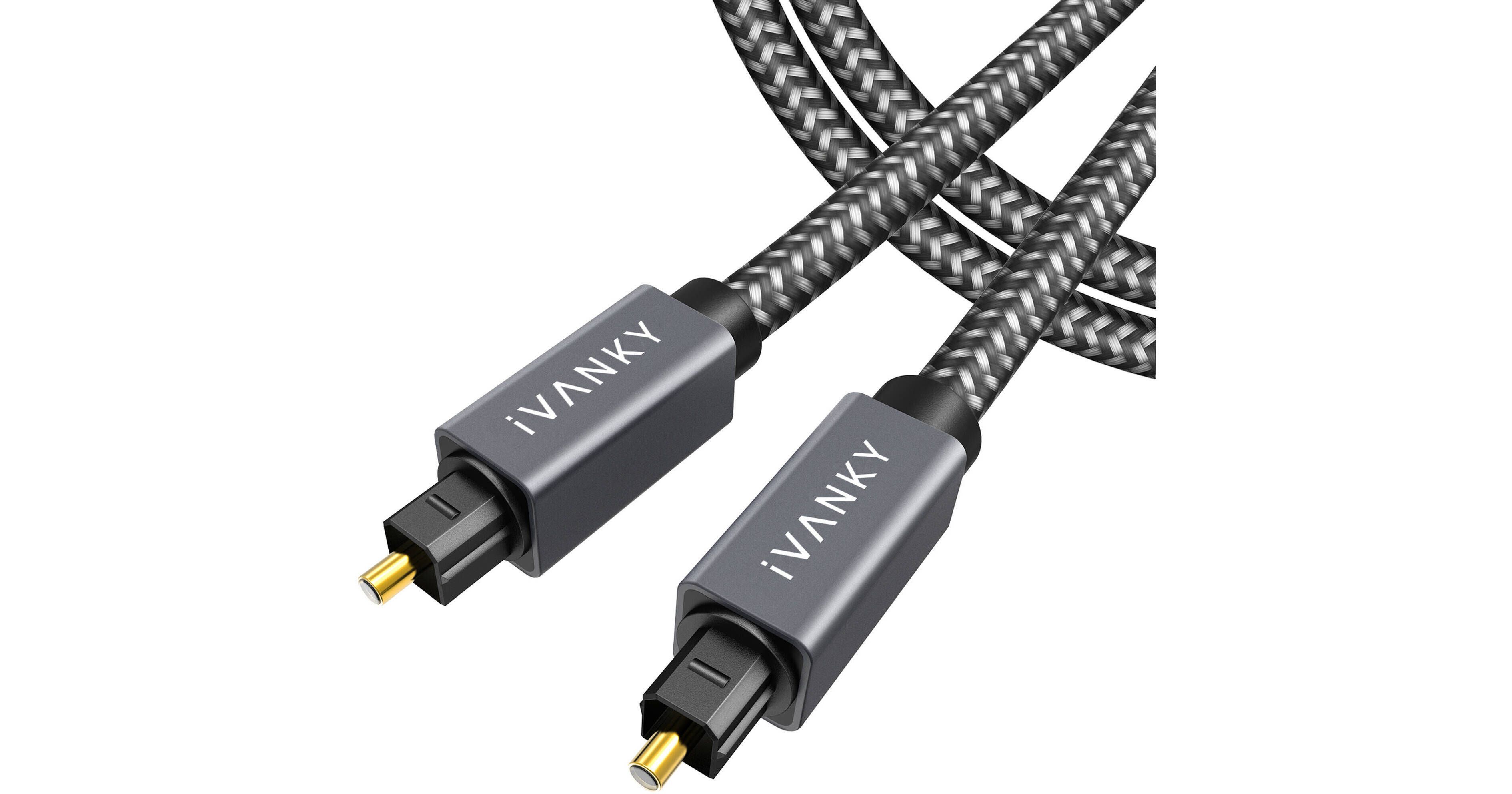 iVANKY Braided Optical TOSLINK Audio Cable (15', Gray/Black)