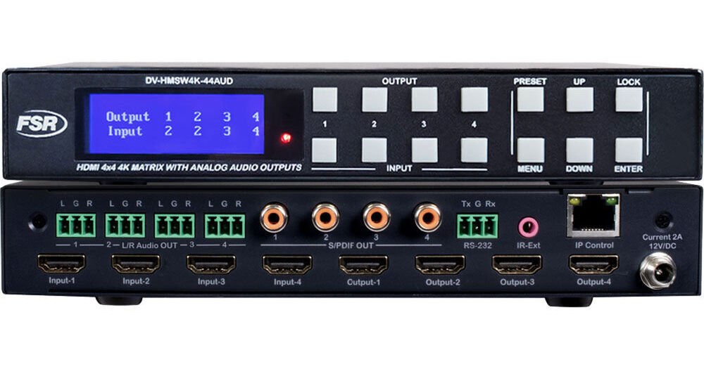 FSR 4x4 UHD 4K HDMI Matrix Switcher with Audio DV-HMSW4K-44AUD