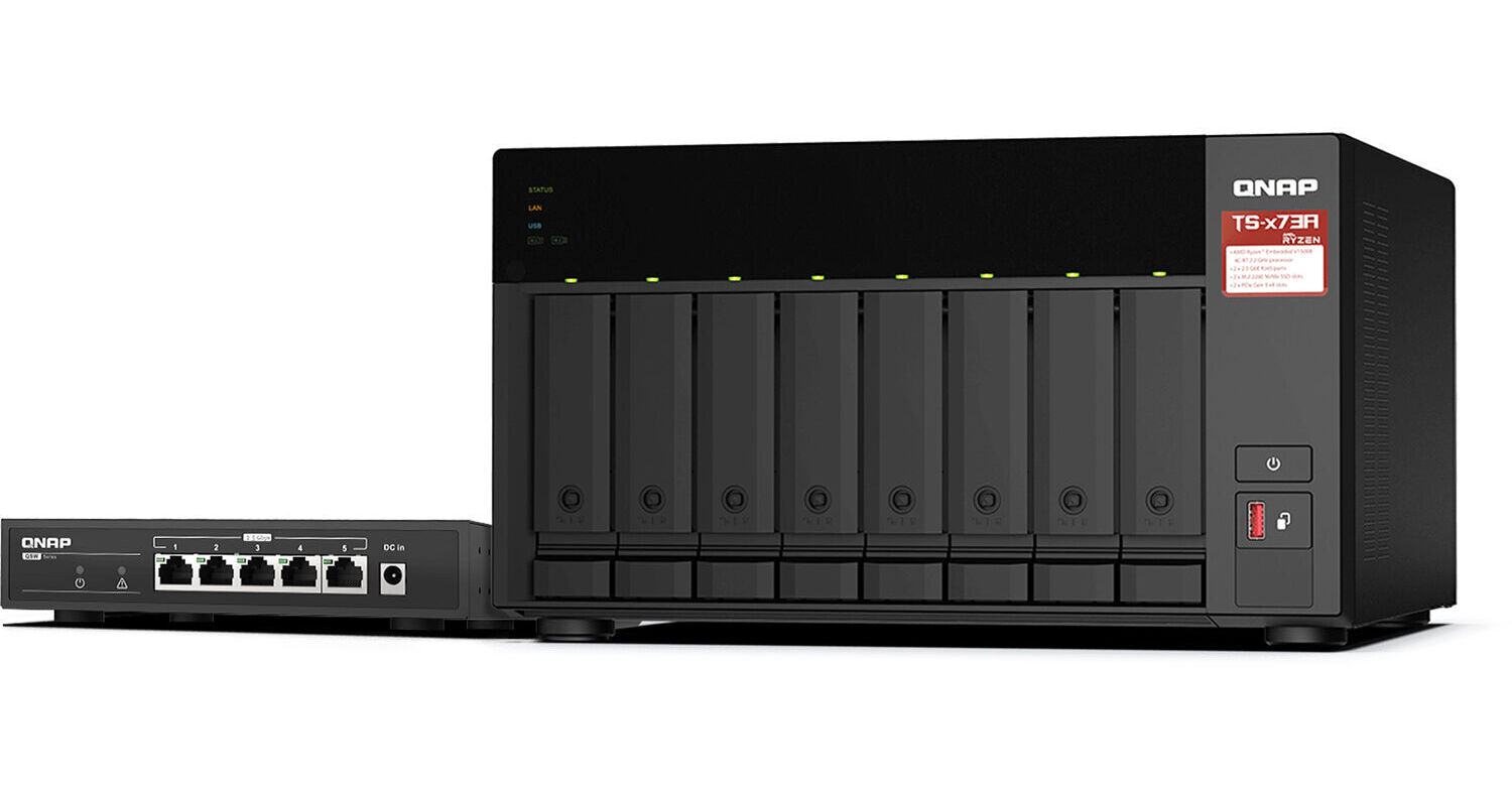 QNAP TS-873A 8-Bay NAS Enclosure with QSW-1105-5T