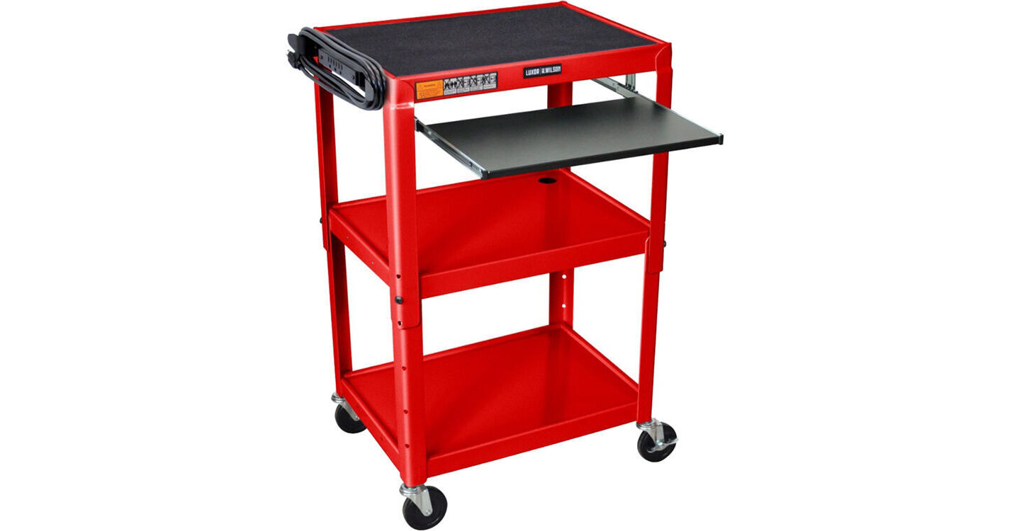Luxor Adjustable-Height Steel Utility Cart UCMT1KB-RD B&H Photo