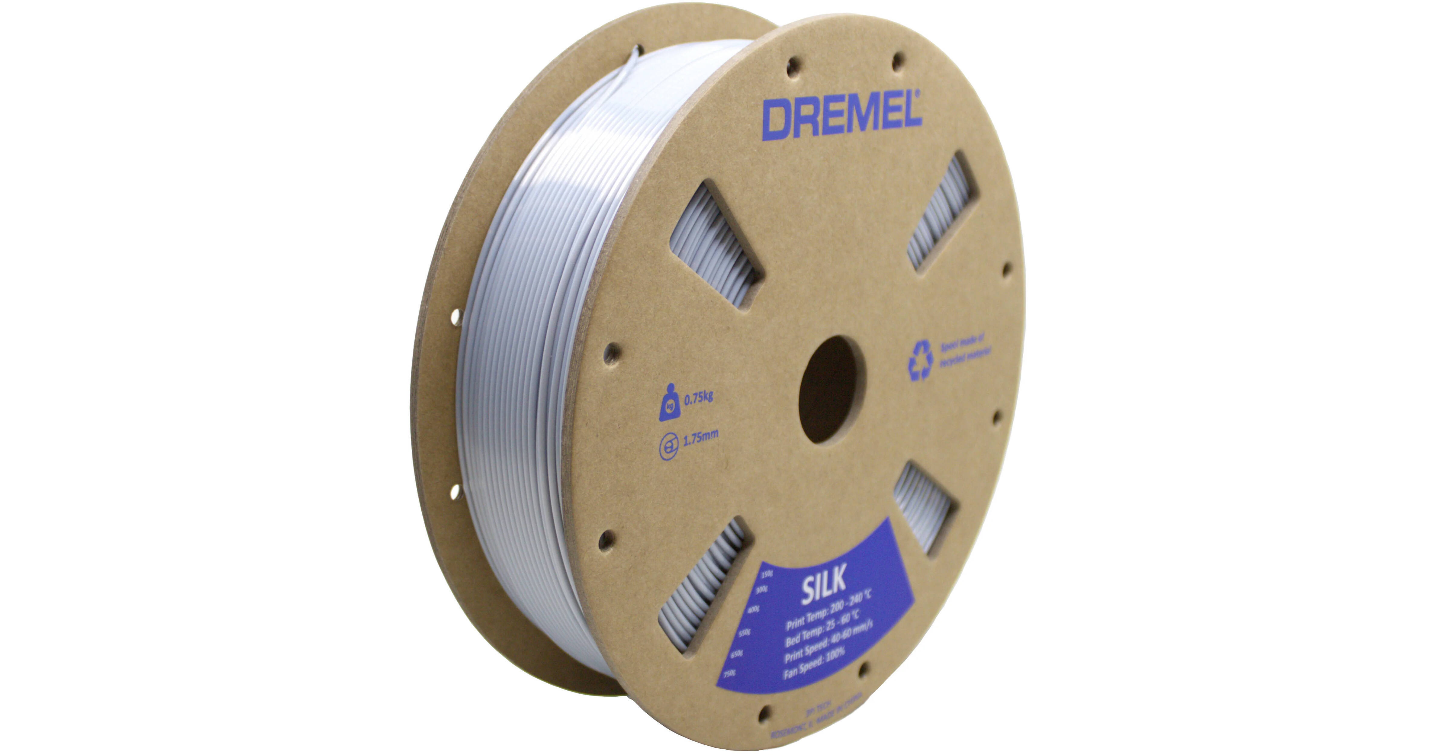 Dremel 3D 1.75mm Silk PLA Filament (0.75kg, Silver) SLK-SIL-01