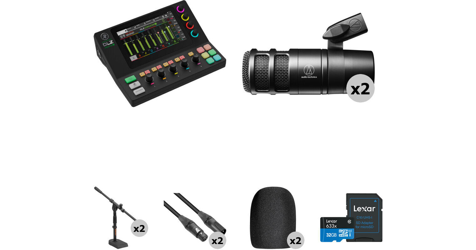Mackie DLZ Creator XS 2-Person Podcast Kit with AT2040 Mics,