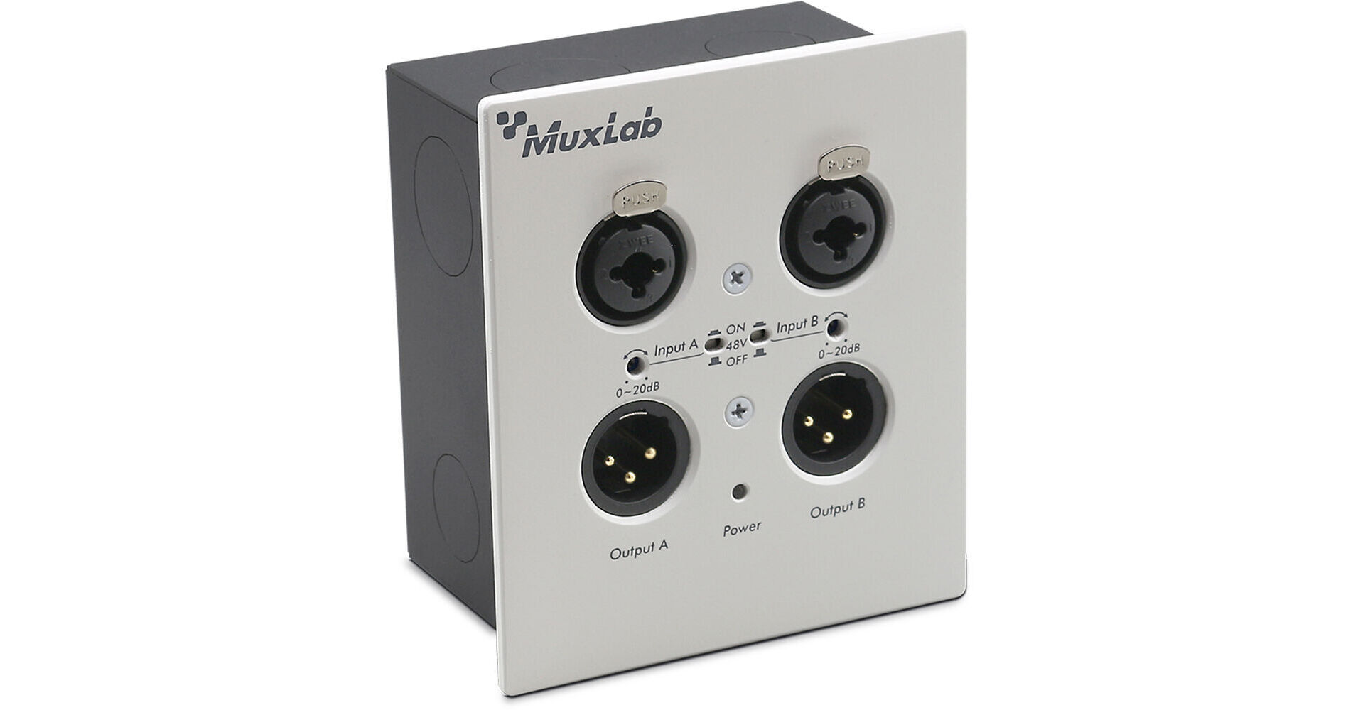 MuxLab Dante 2-Channel XLR Wall Plate (White) 500558-WH B&H