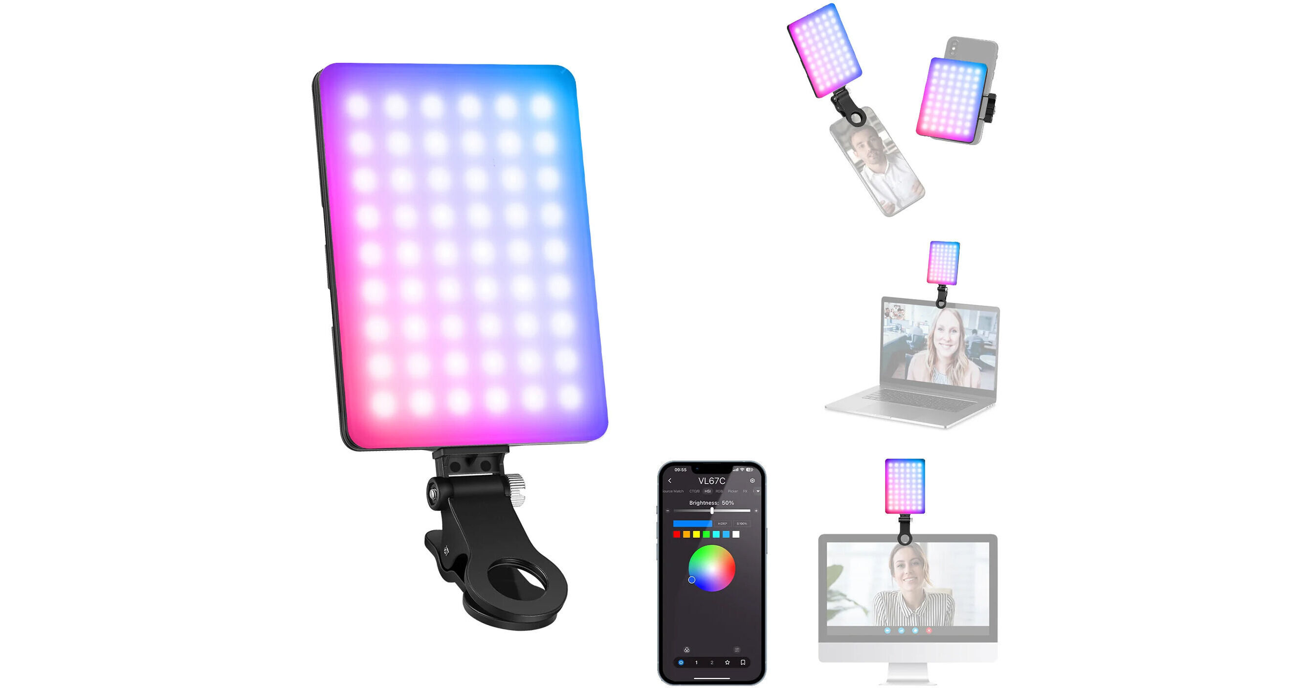 Neewer VL67C Portable RGB LED Video Light with Smart App