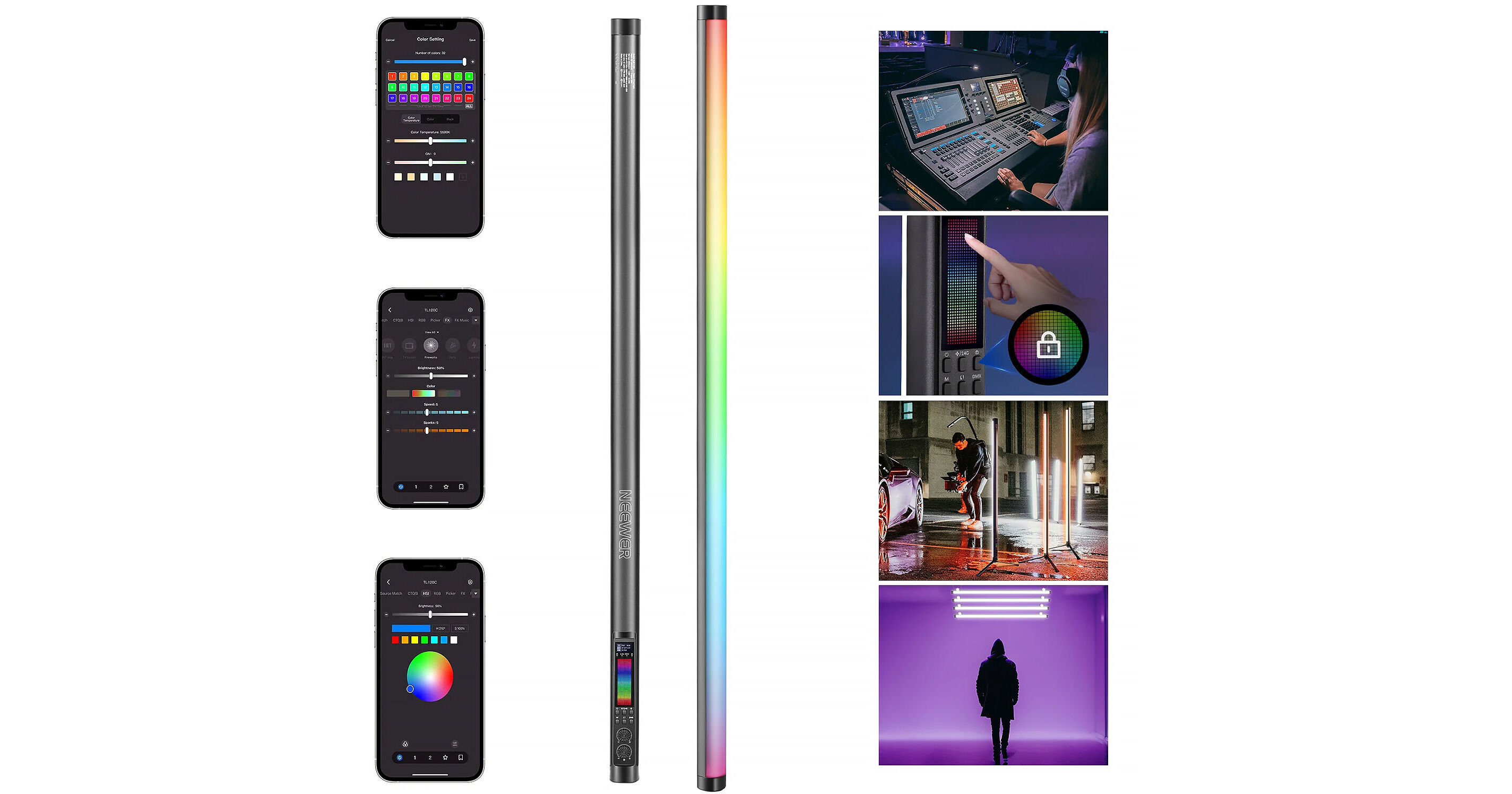 Neewer TL120C RGB LED Tube Light (4') 66604594 B&H Photo Video