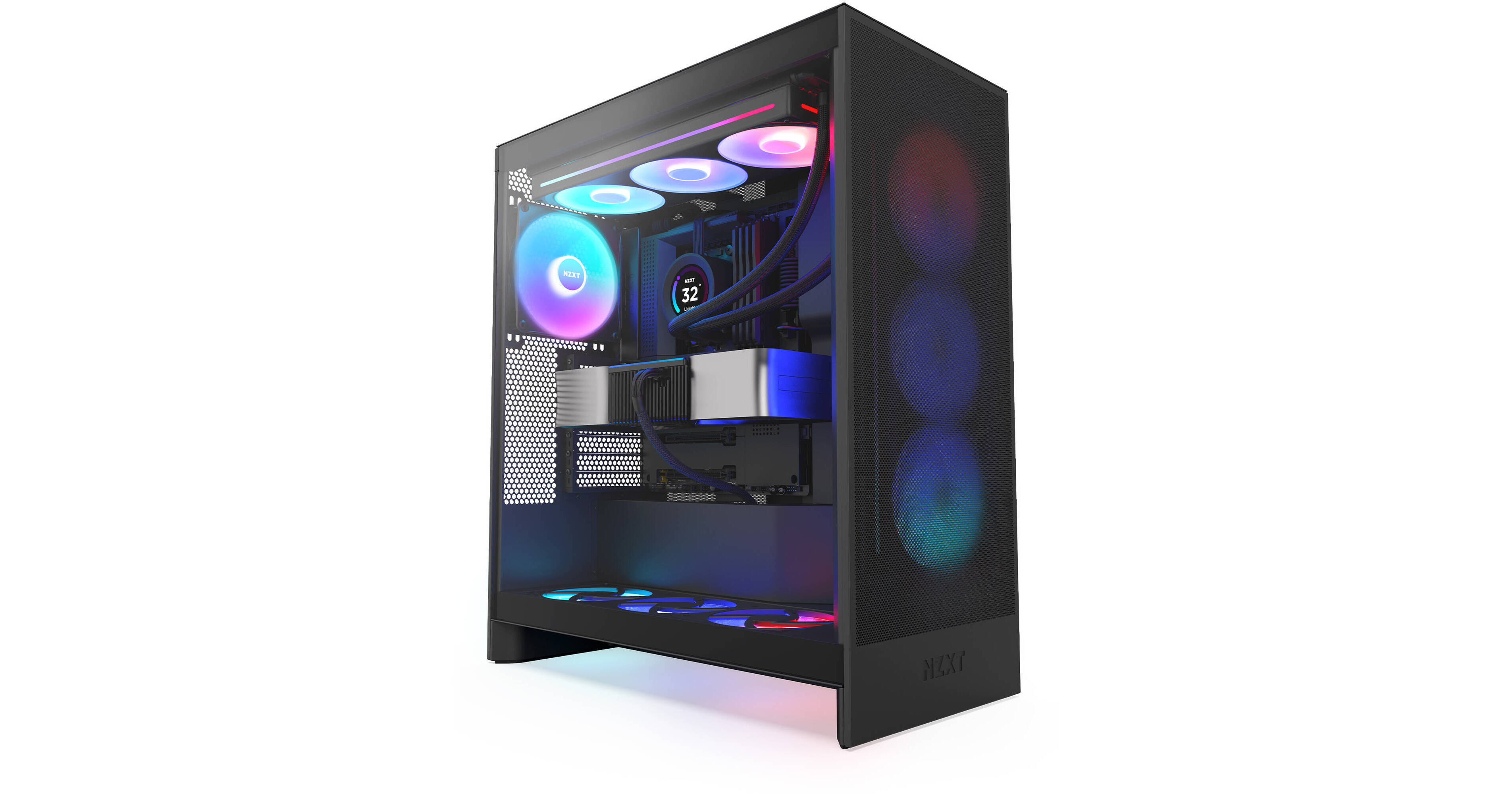 NZXT H7 Flow RGB Mid-Tower Case (Black, 2024) CM-H72FB-R1 B&H