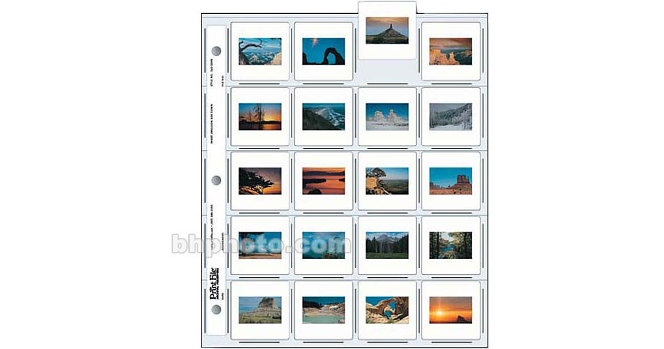 Print File Archival Storage Page for Slides, 35mm 050-0283 B&H