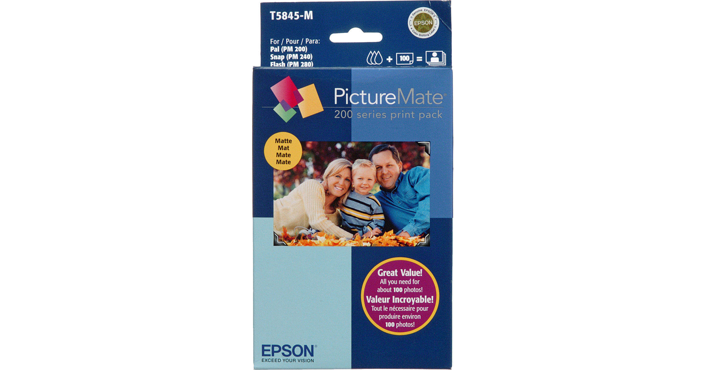 Epson PictureMate 200-Series Matte Print Pack - 100 Prints