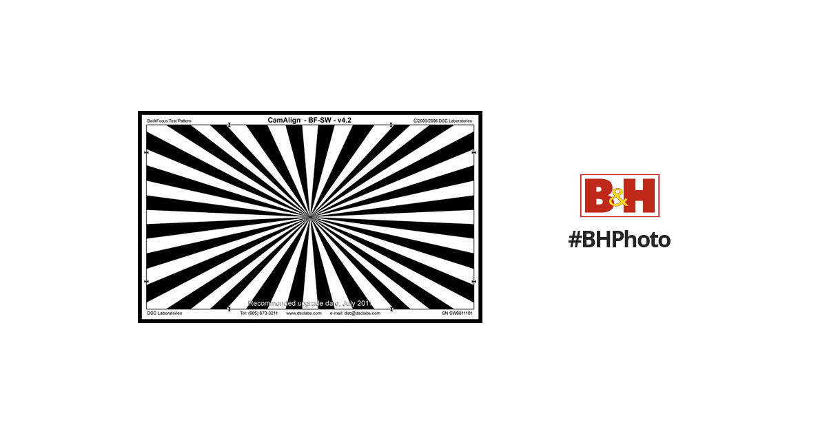 DSC Labs Backfocus Expanded Standard Focus Pattern Chart BFXST
