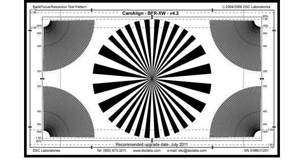 DSC Labs Backfocus Maxi Focus Pattern Chart with Resolution BFRM