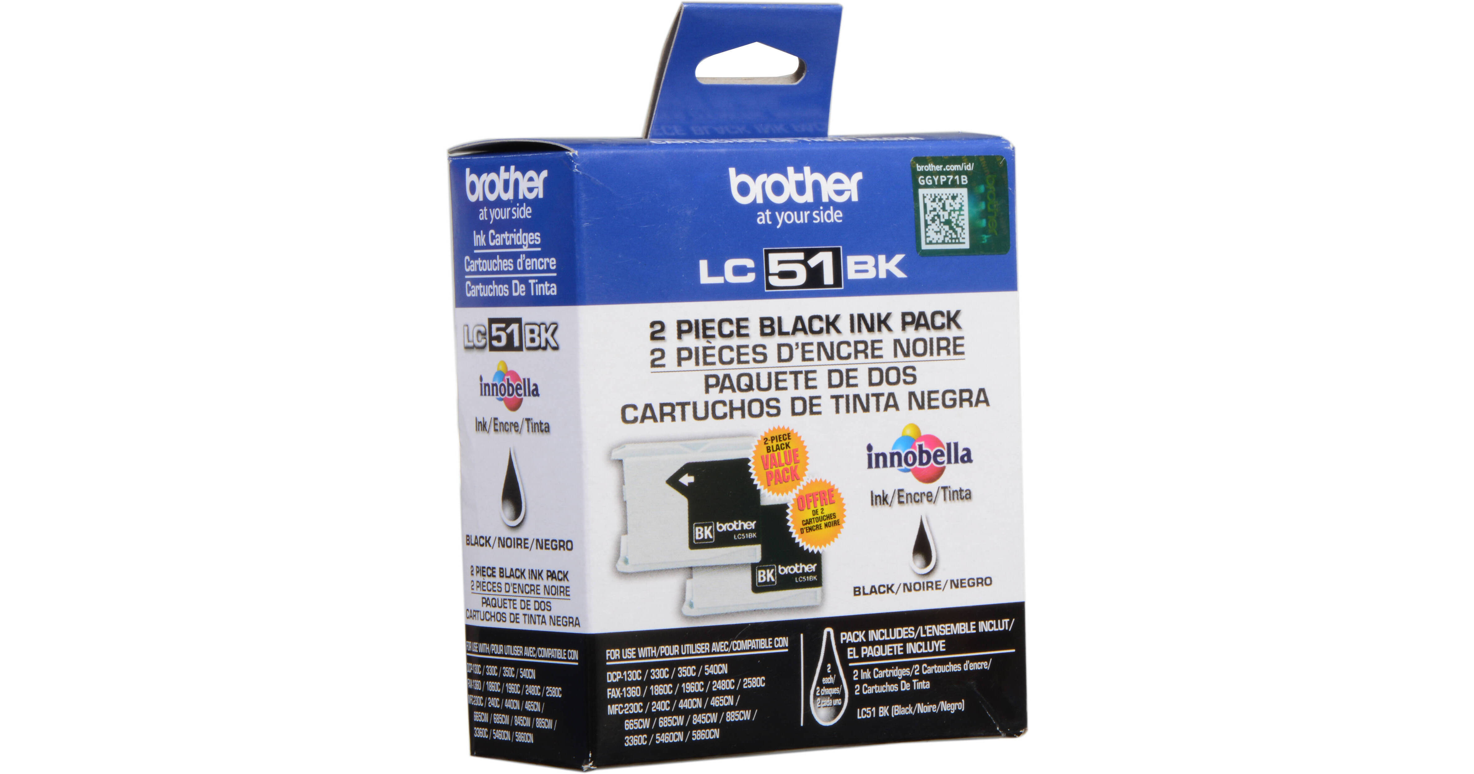 Brother LC-51 Black Ink Cartridges (2 Pack) LC512PKS B&H Photo