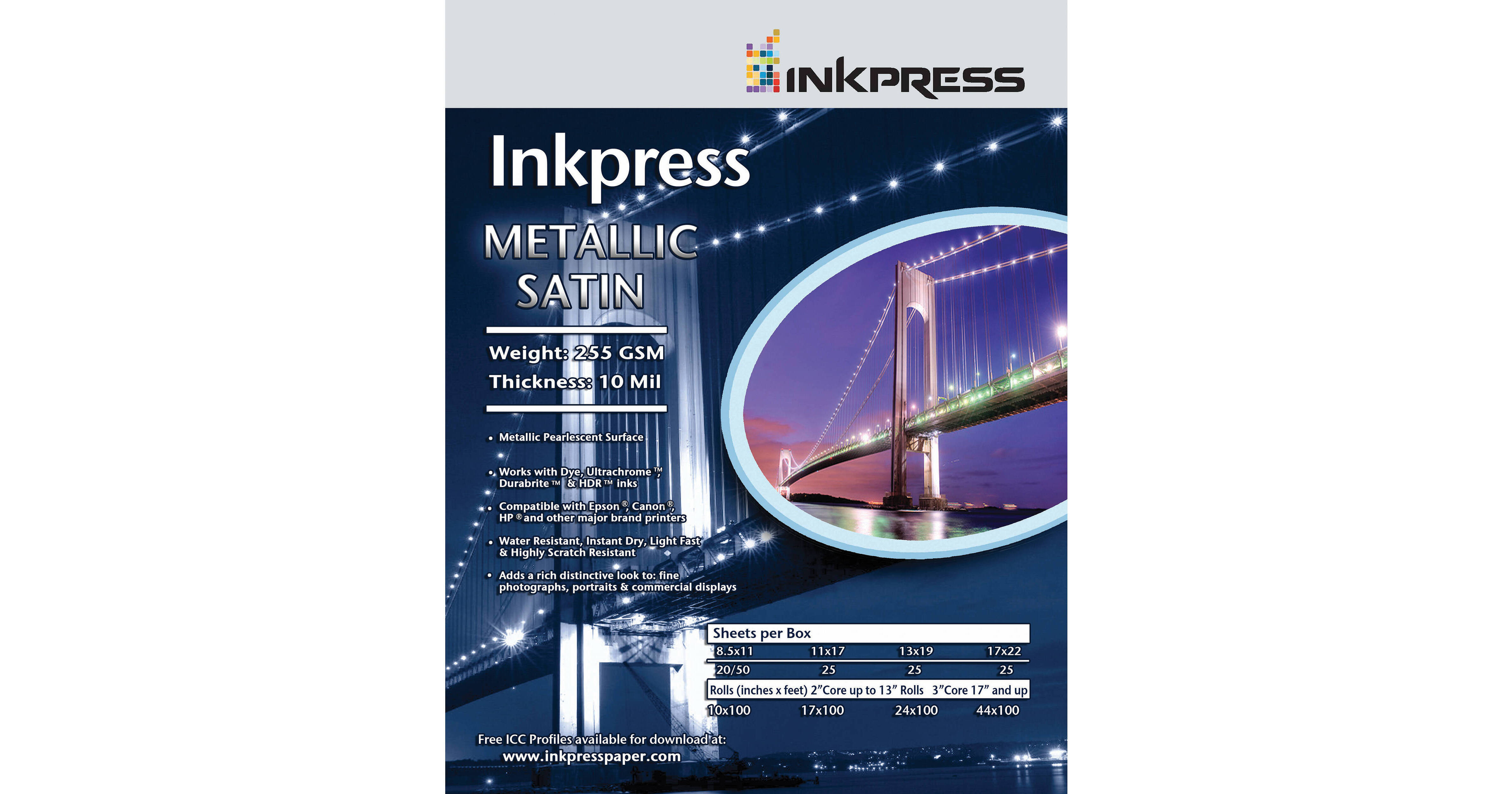 Inkpress Media Metallic Satin Printing Paper MPS851150 B&H Photo