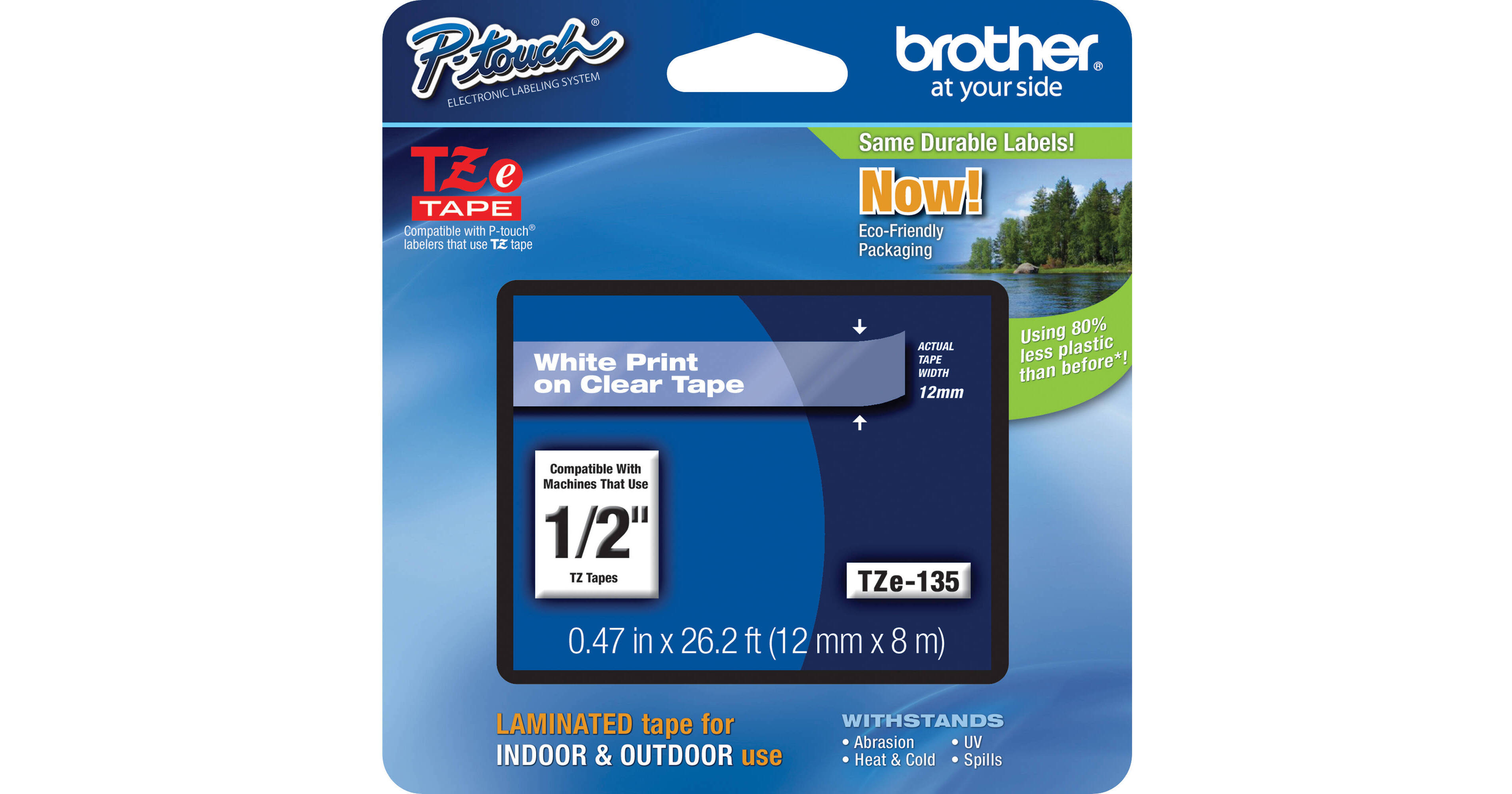 Brother TZe135 Laminated Tape for P-Touch Labelers TZE-135 B&H