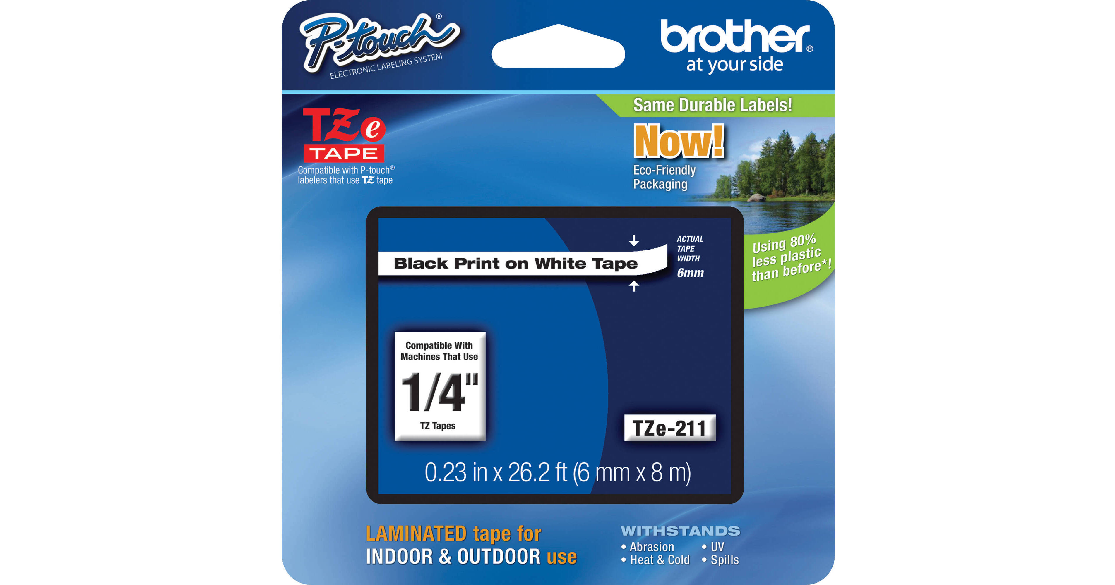 Brother TZe211 Laminated Tape for P-Touch Labelers TZE-211 B&H