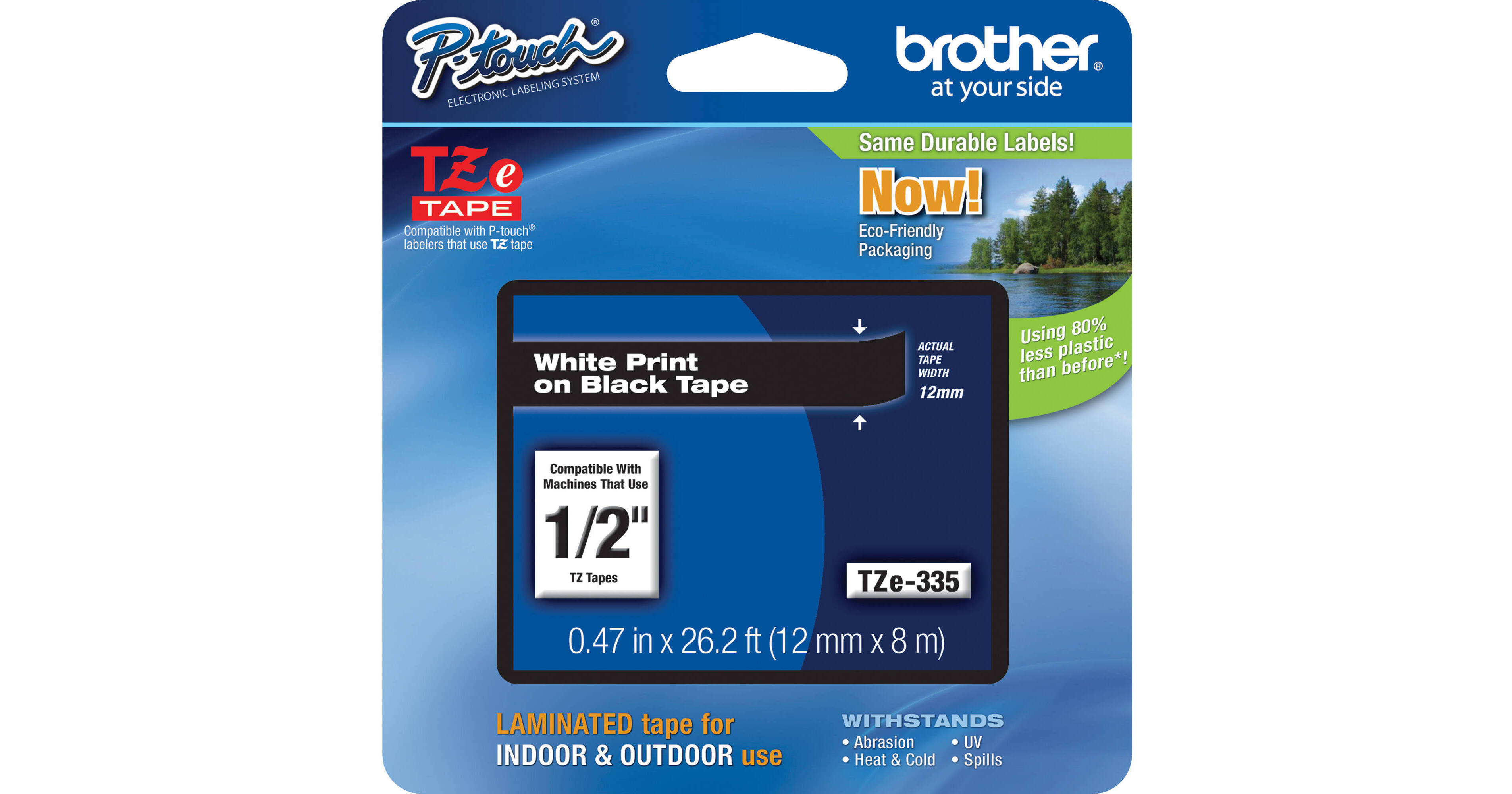 Brother TZe335 Laminated Tape for P-Touch Labelers TZE-335 B&H