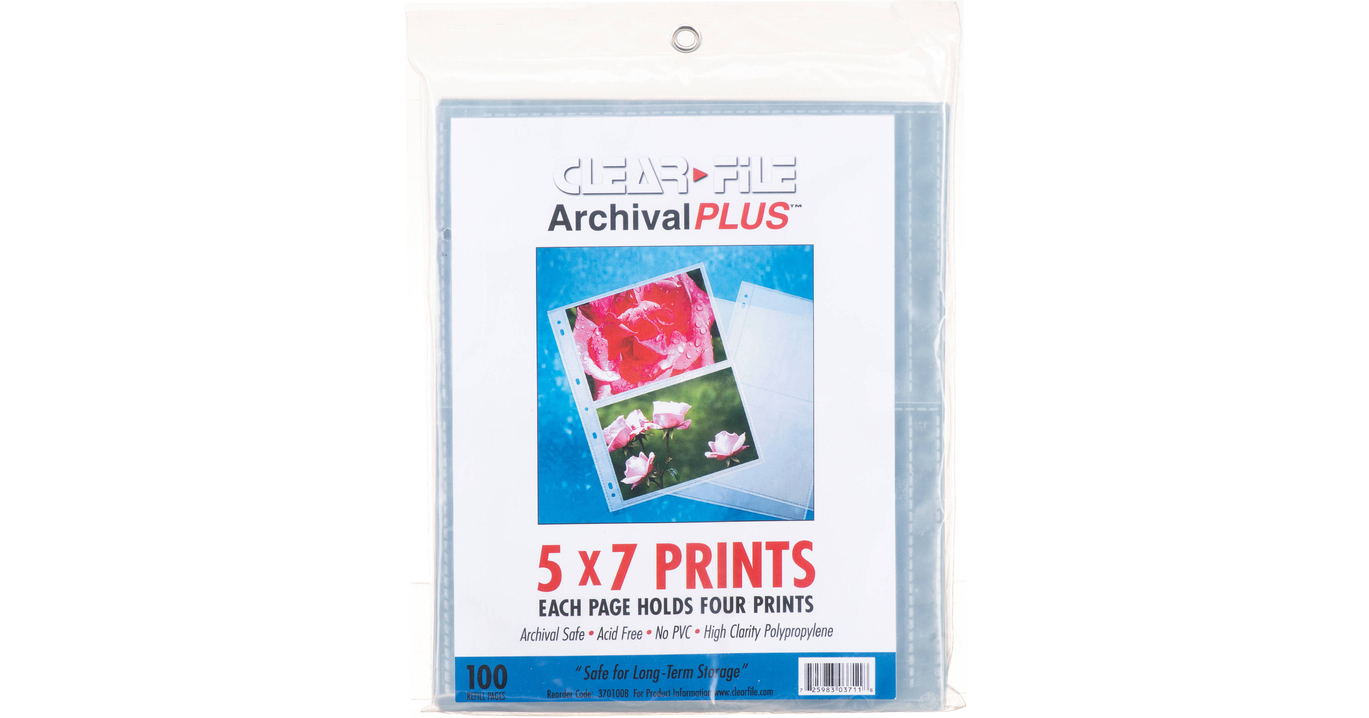ClearFile Archival-Plus Print Page, Holds Four 5x7" 370100B B&H
