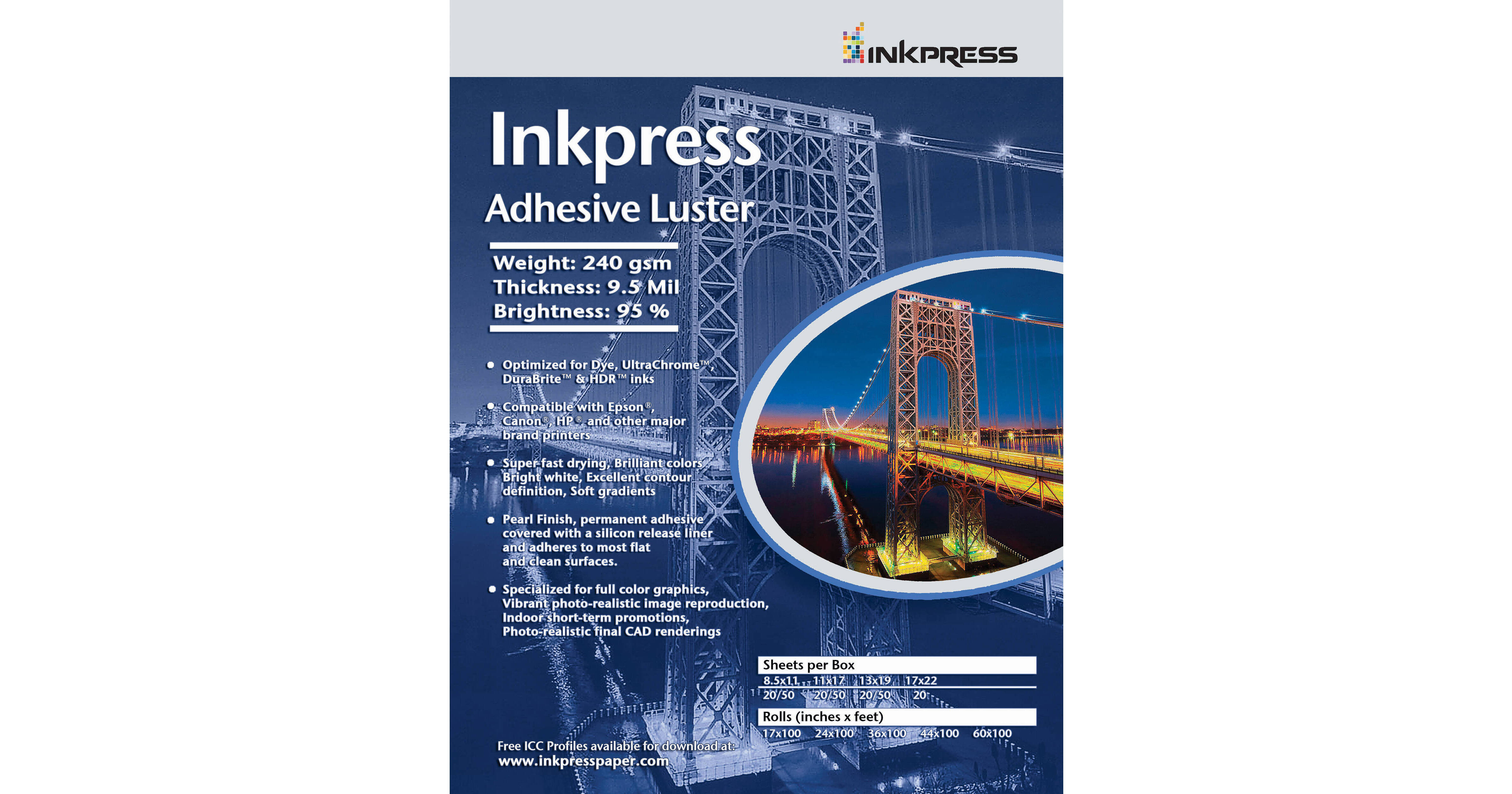 Inkpress Media Adhesive Luster Paper AL111720 B&H Photo Video