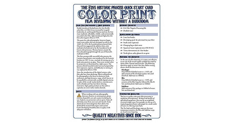 F295 Historic Process Laminated Reference Card for Color 29511