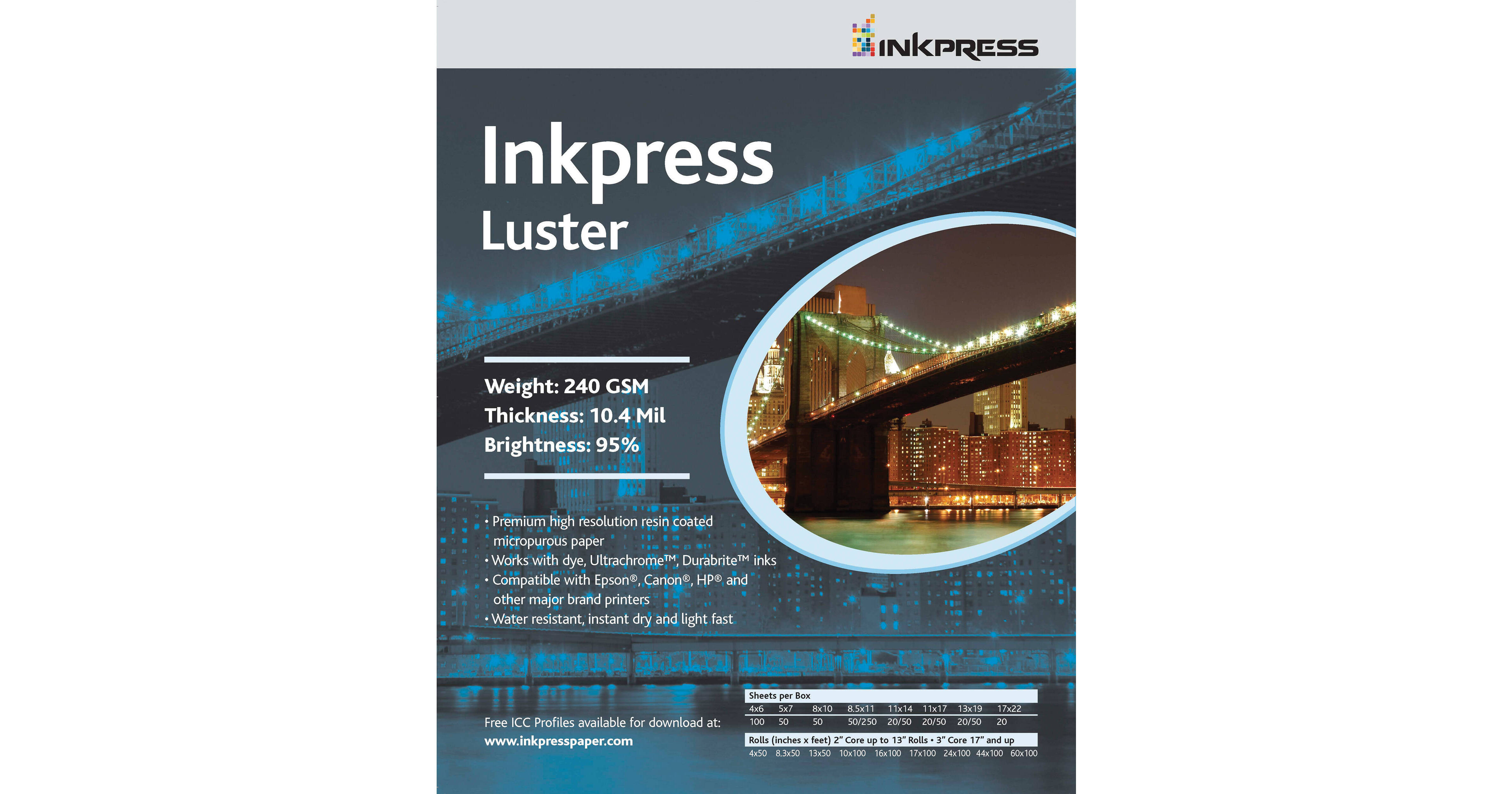 Inkpress Media Luster Paper (8.5x11" - 5 Sheets) PCL85115 B&H